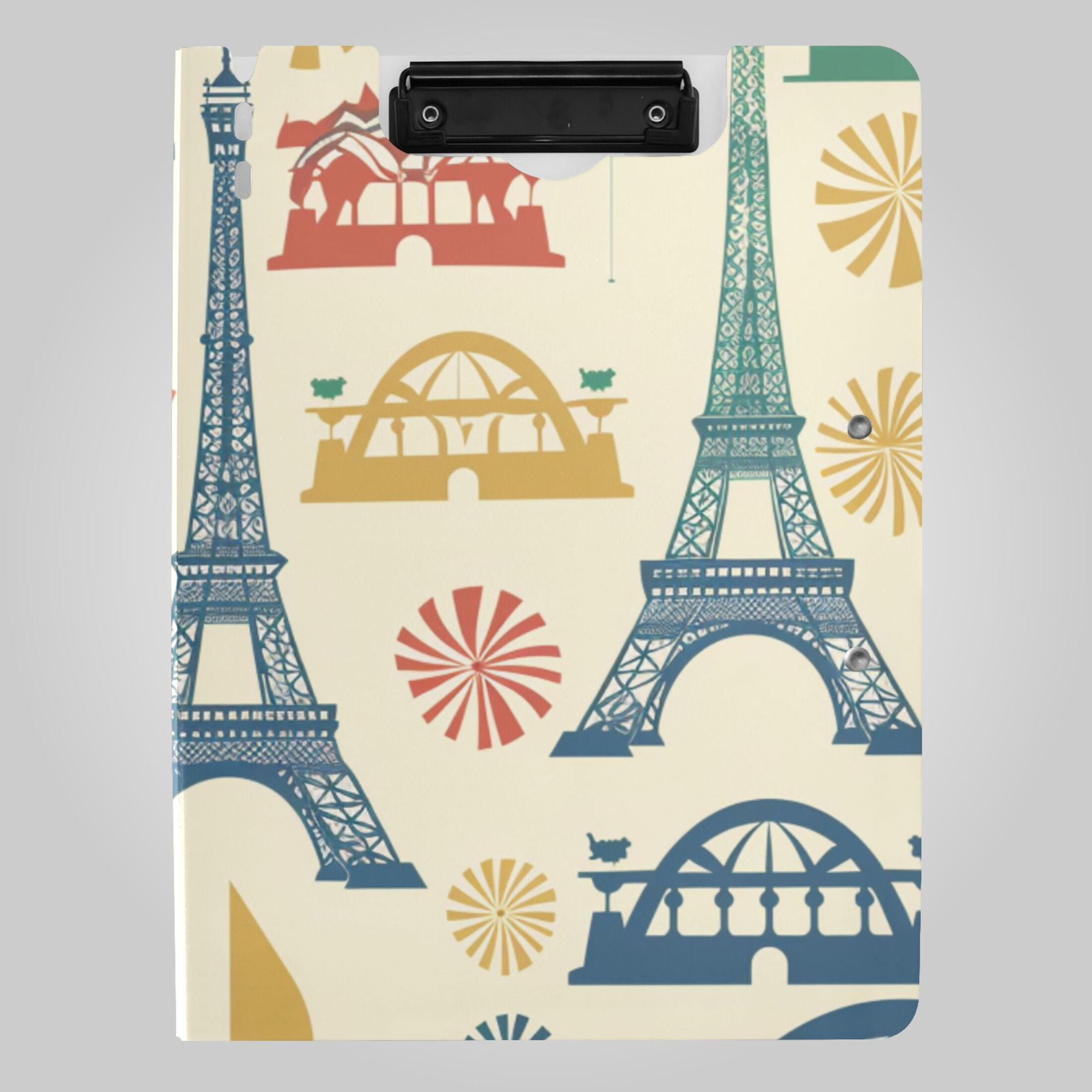 Eiffel Tower Fireworks Foldable Binder Folder Clipboard with Pen Slot ...