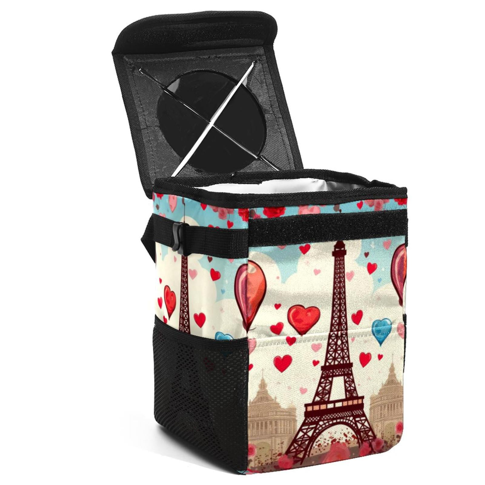Eiffel Tower Foldable Car Garbage Can with Lid, Leak-Proof, and Hanging ...