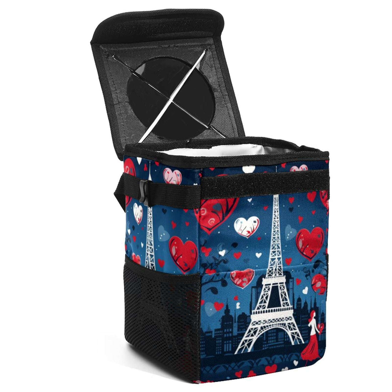 Eiffel Tower Foldable Car Garbage Can with Lid, Leak-Proof, and Hanging ...