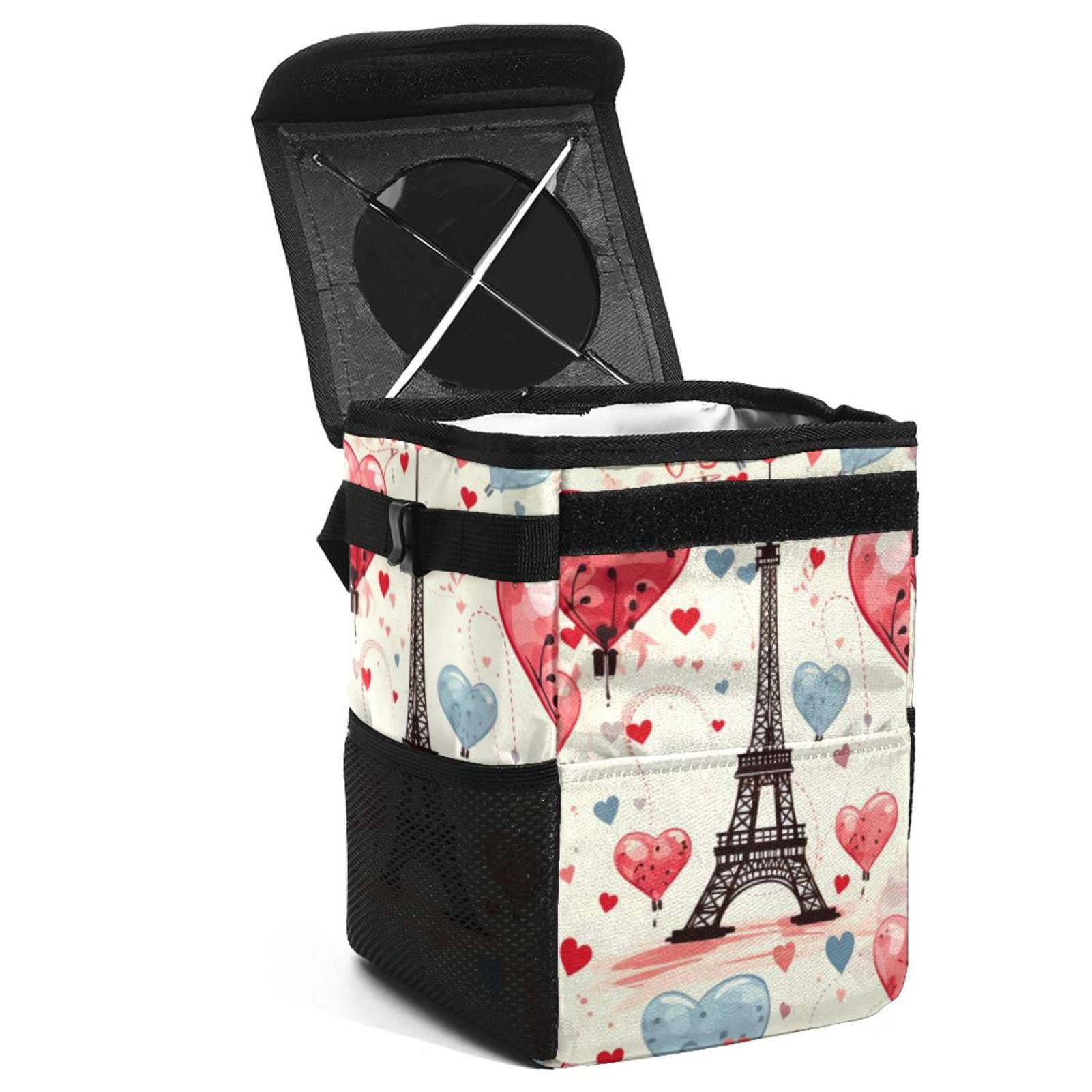 Eiffel Tower Foldable Car Garbage Can with Lid, Leak-proof Mini Trash ...