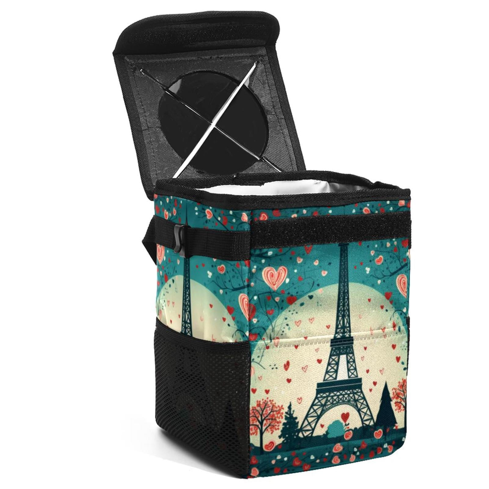 Eiffel Tower Foldable Car Garbage Can with Lid, Leak-proof, and Hanging ...