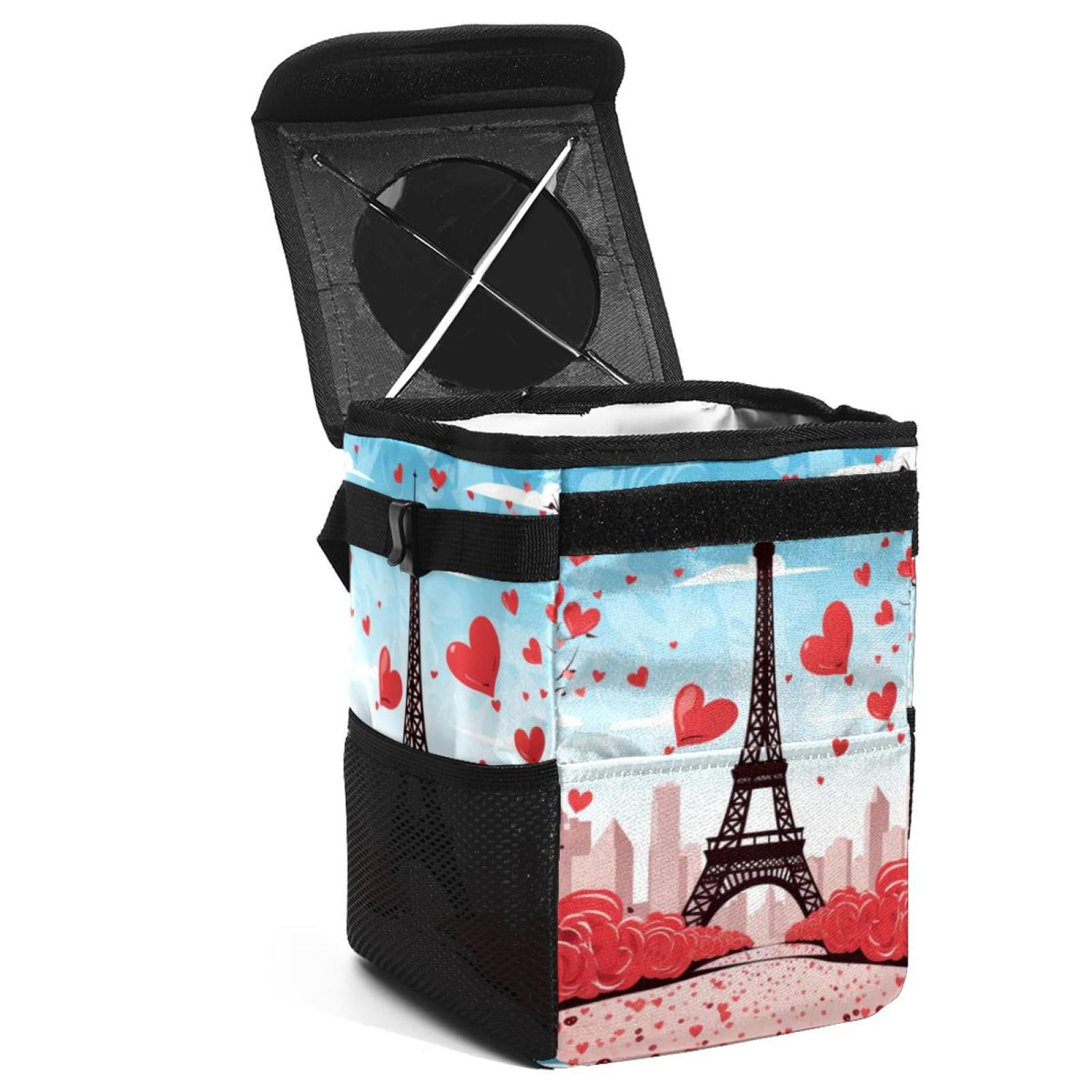 Eiffel Tower Foldable Car Garbage Can with Lid, Leak-proof, and Hanging ...