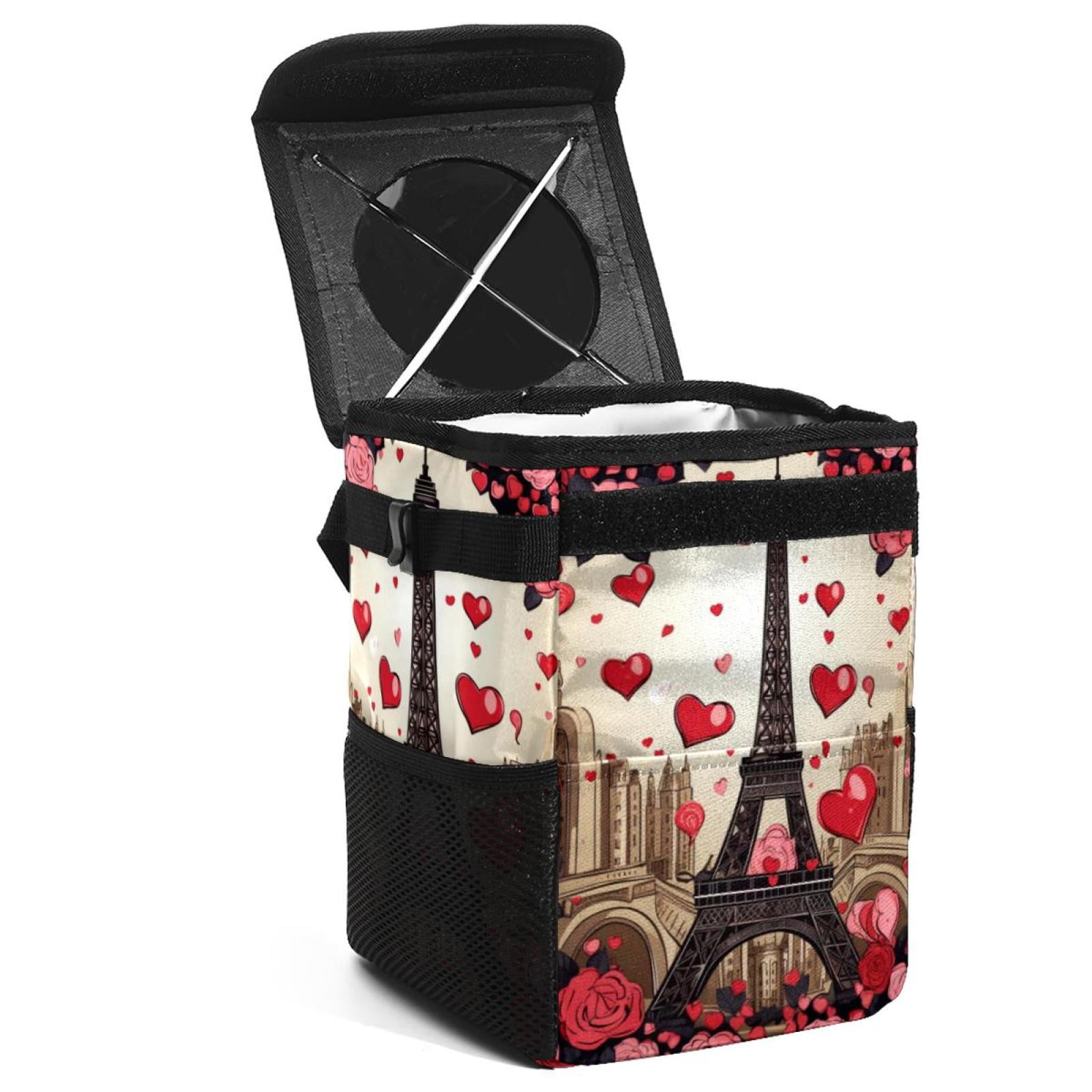 Eiffel Tower Foldable Car Trash Can Mini Trash Can with Lid Leak-Proof ...