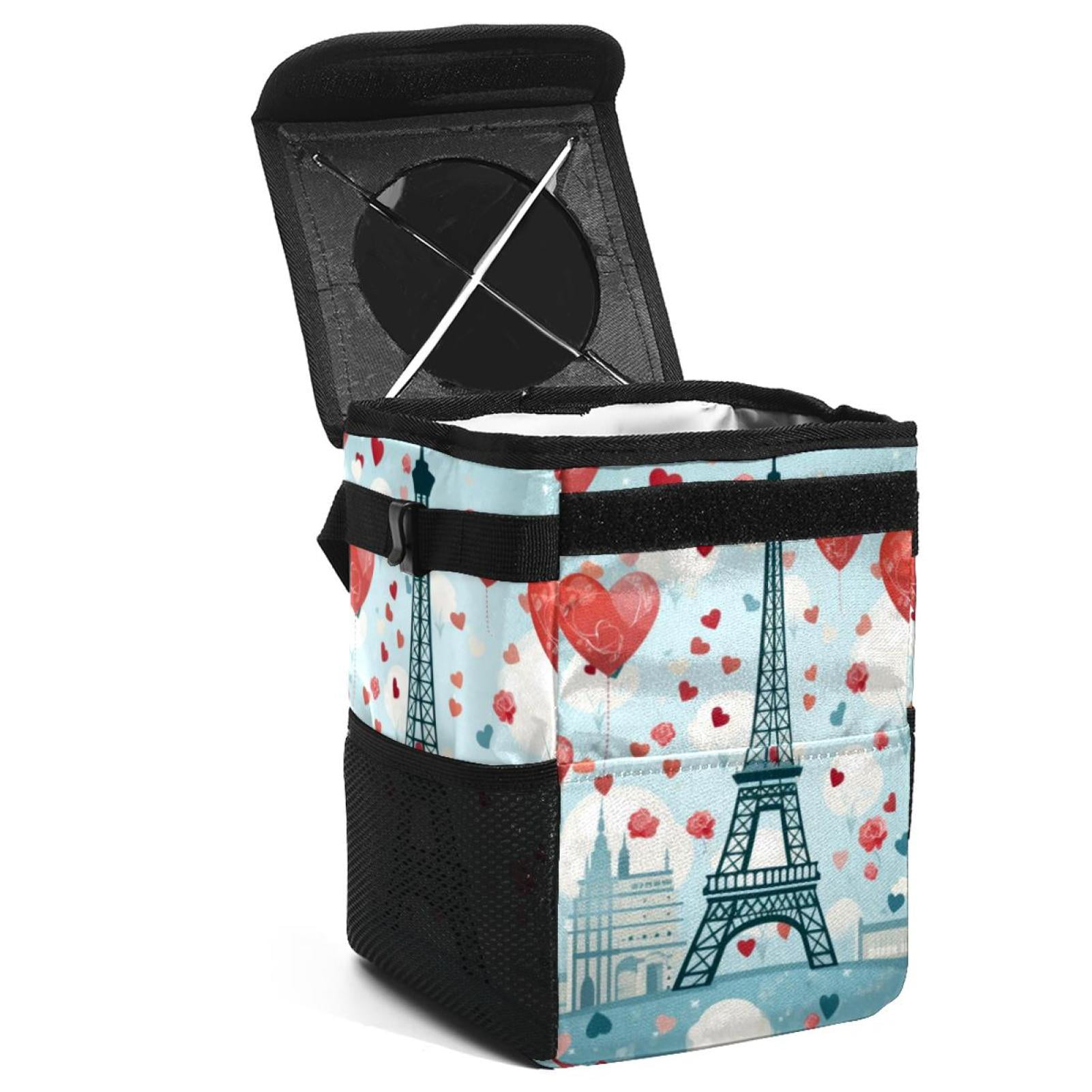 Eiffel Tower Foldable Car Trash Can with Lid, Leak-Proof, Hanging ...