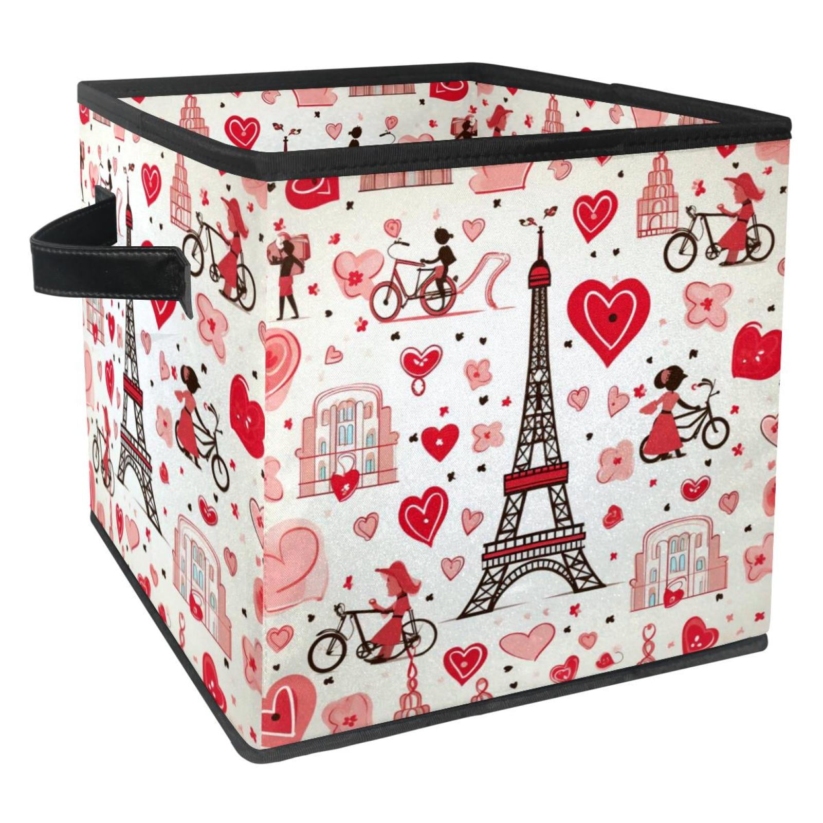 Eiffel Tower Foldable Storage Basket with Handle, 10.8"x10.5"x10.6 ...