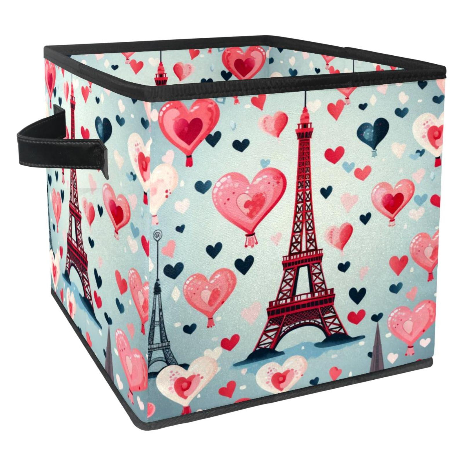 Eiffel Tower Foldable Storage Cubes with Handle, 10.8"x10.5"x10.6 ...