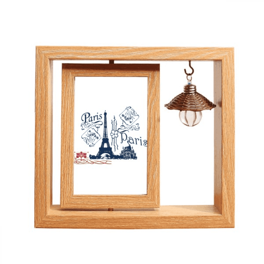 Eiffel Tower France Paris Line Drawing Wooden Rotating Picture Photo ...