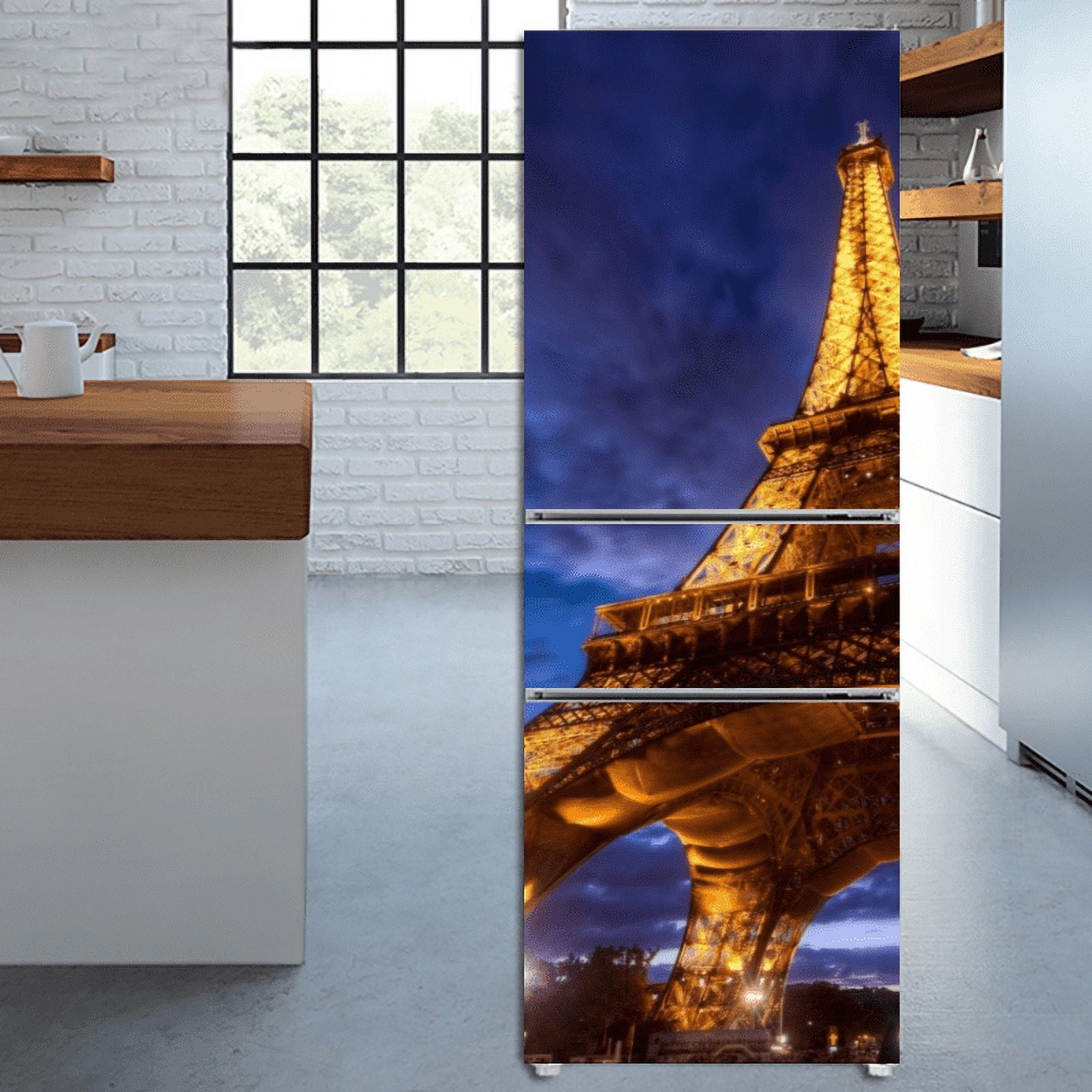 Eiffel Tower Fridge Magnets Fridge Door Cover Sticker Floral Vinyl ...