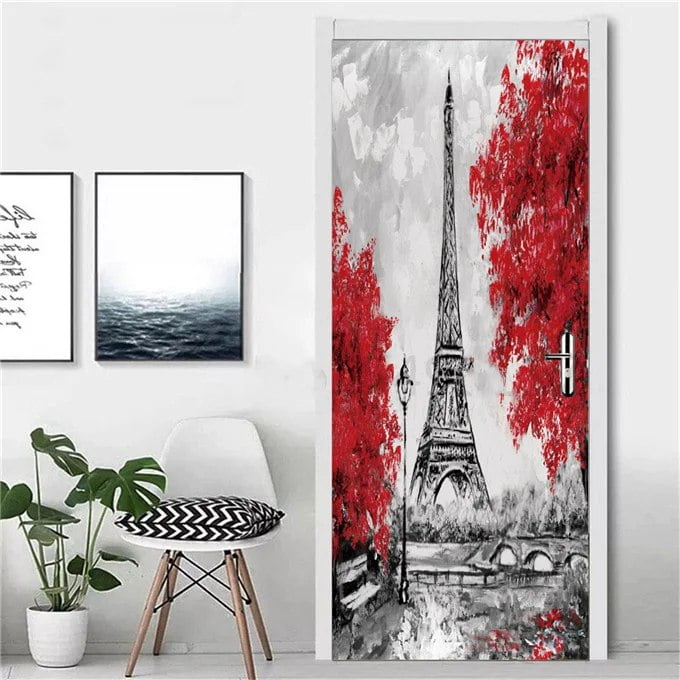 Eiffel Tower Fridge Sticker Door Cover Refrigerator Wallpaper Vinyl ...