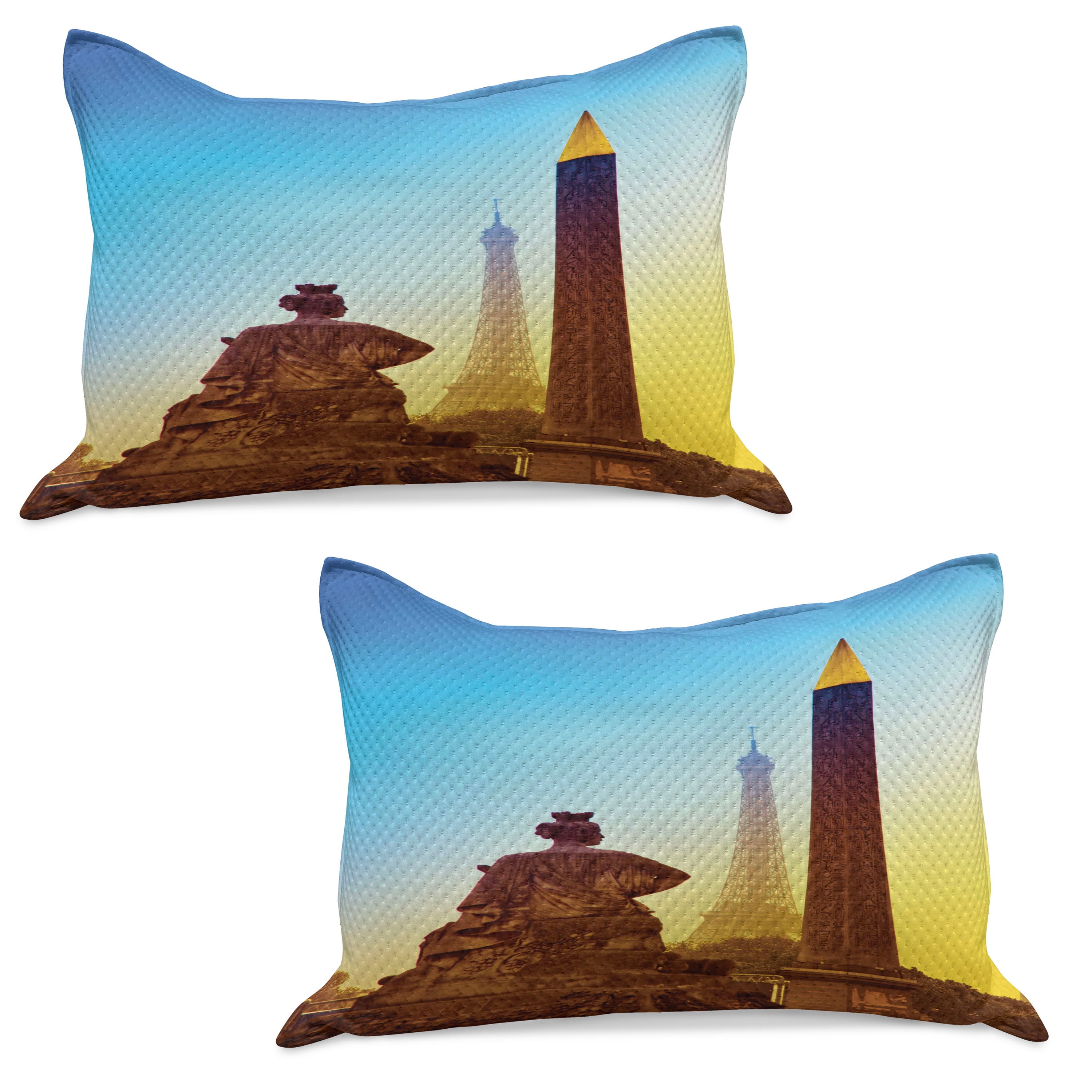 Eiffel Tower Knitted Quilt Pillowcover Set of 2, France Place De La ...