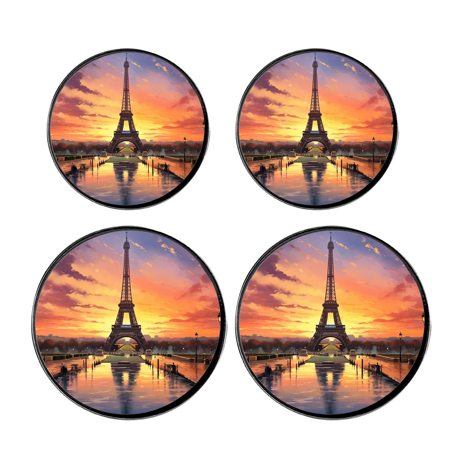 Eiffel Tower Landmark Sunrise with Clouds on Horizon Park Sun Lovely ...