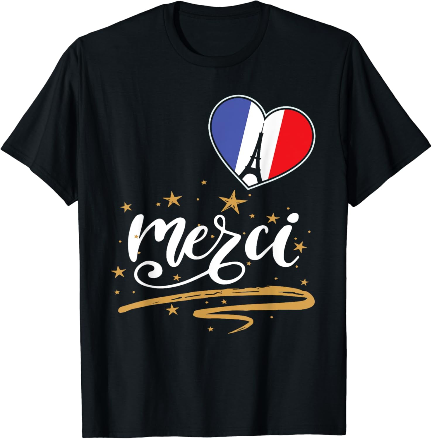 Eiffel Tower Merci French Souvenir Paris France Parisian T-Shirt ...
