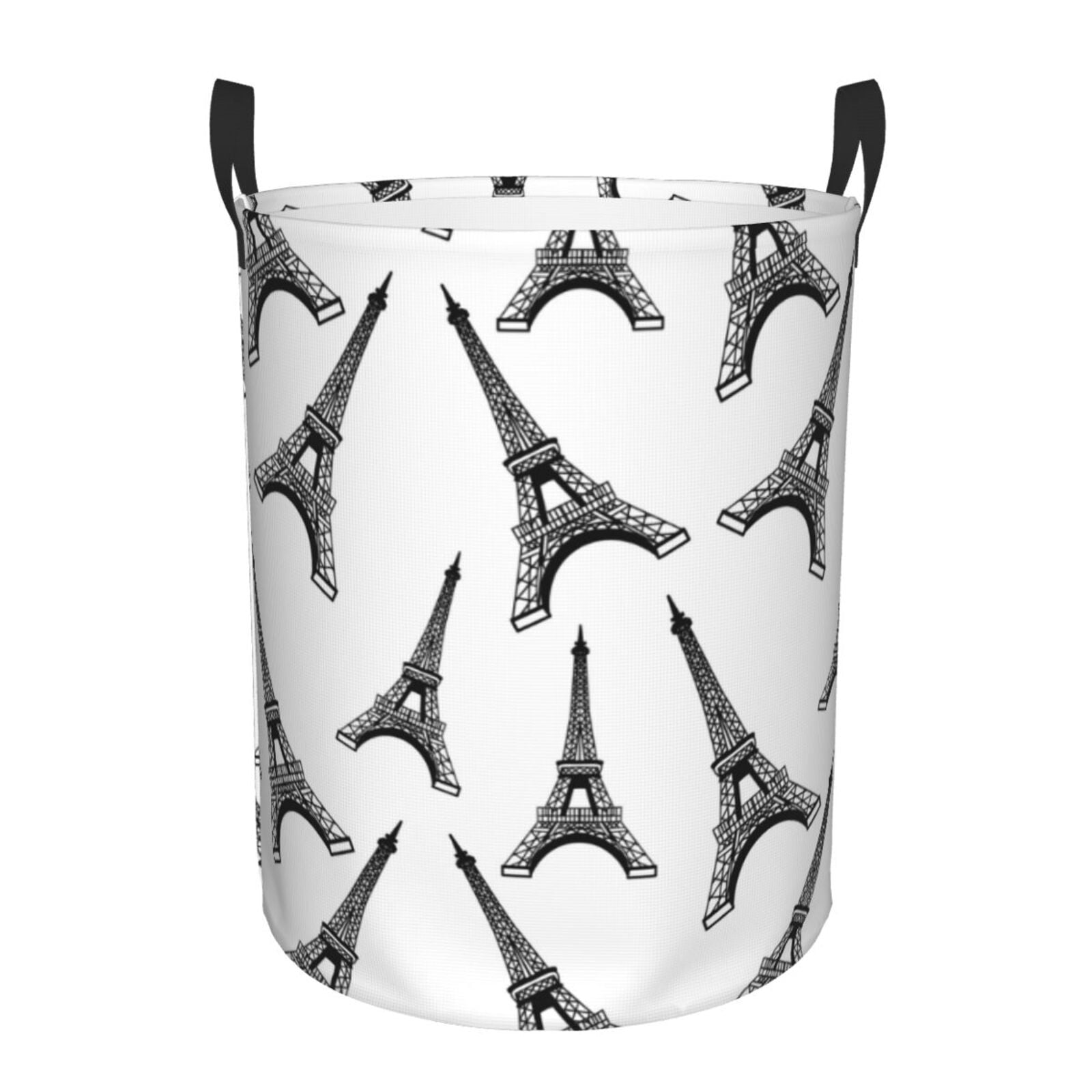 Eiffel Tower Minimalist Round Laundry Basket, Laundry Hamper with ...