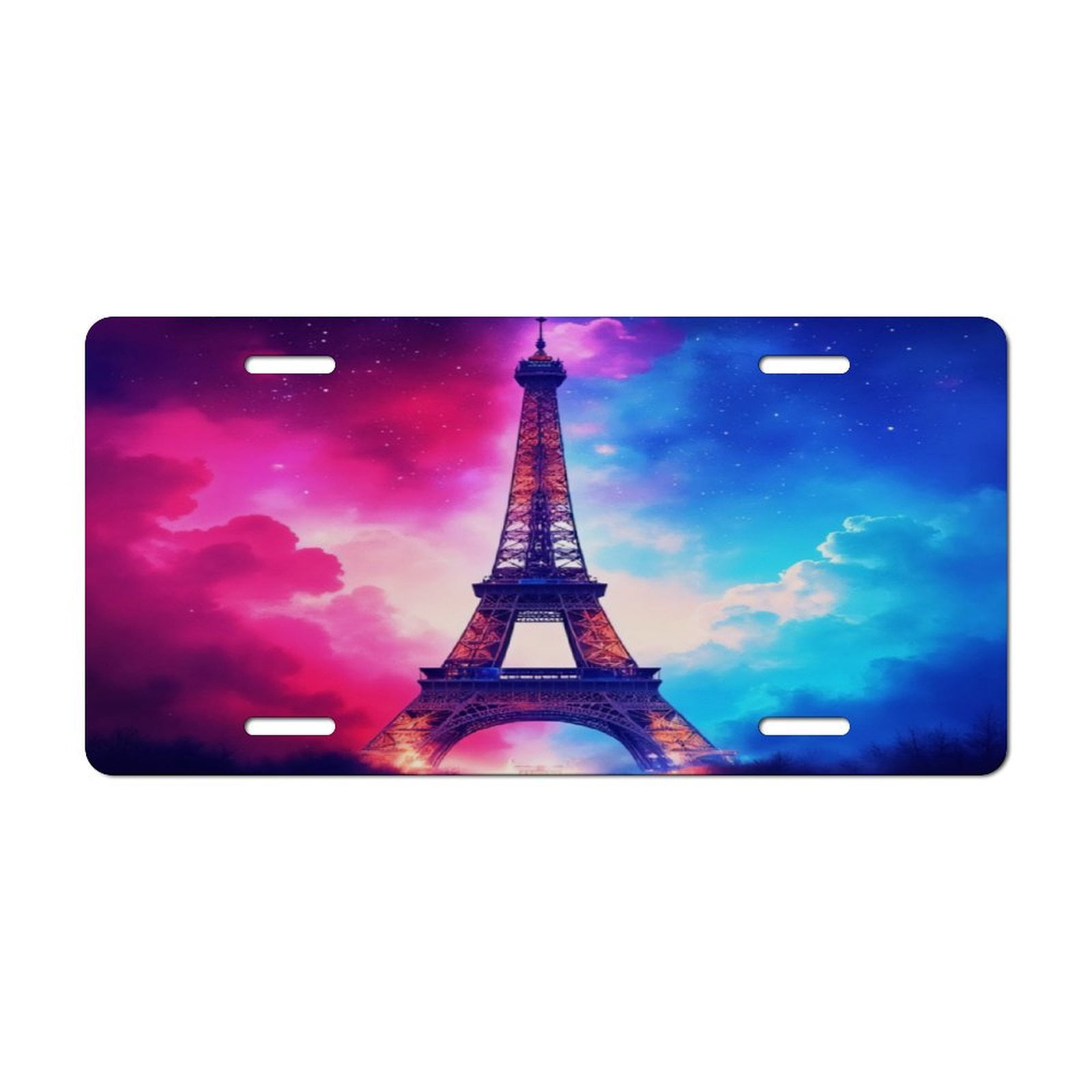 Eiffel Tower Night Sky License Plate Lightweight Aluminum Automotive ...