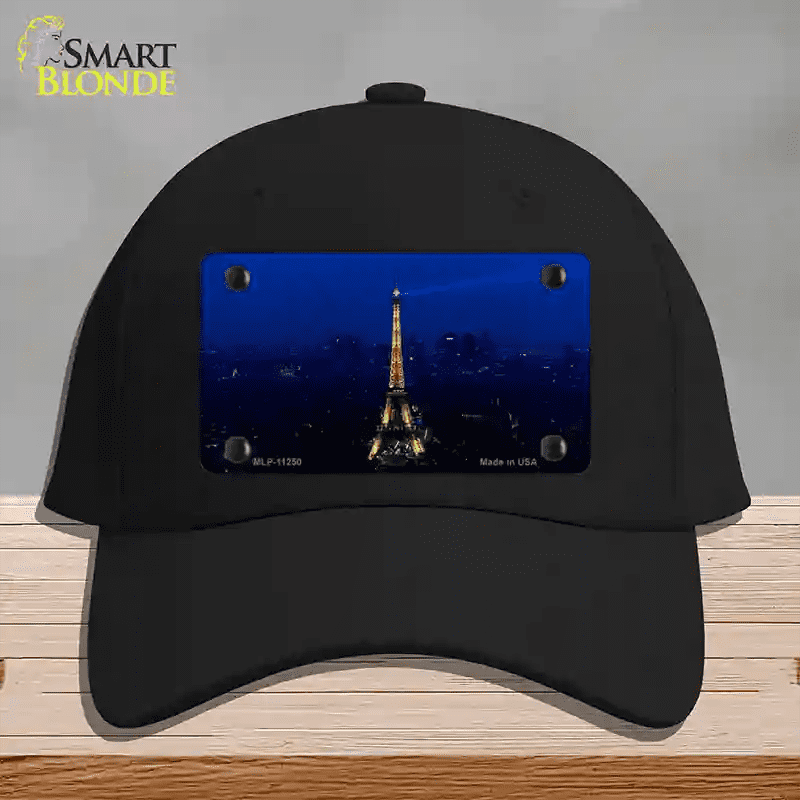 Eiffel Tower Night With City Skyline Novelty License Plate Hat Cotton ...