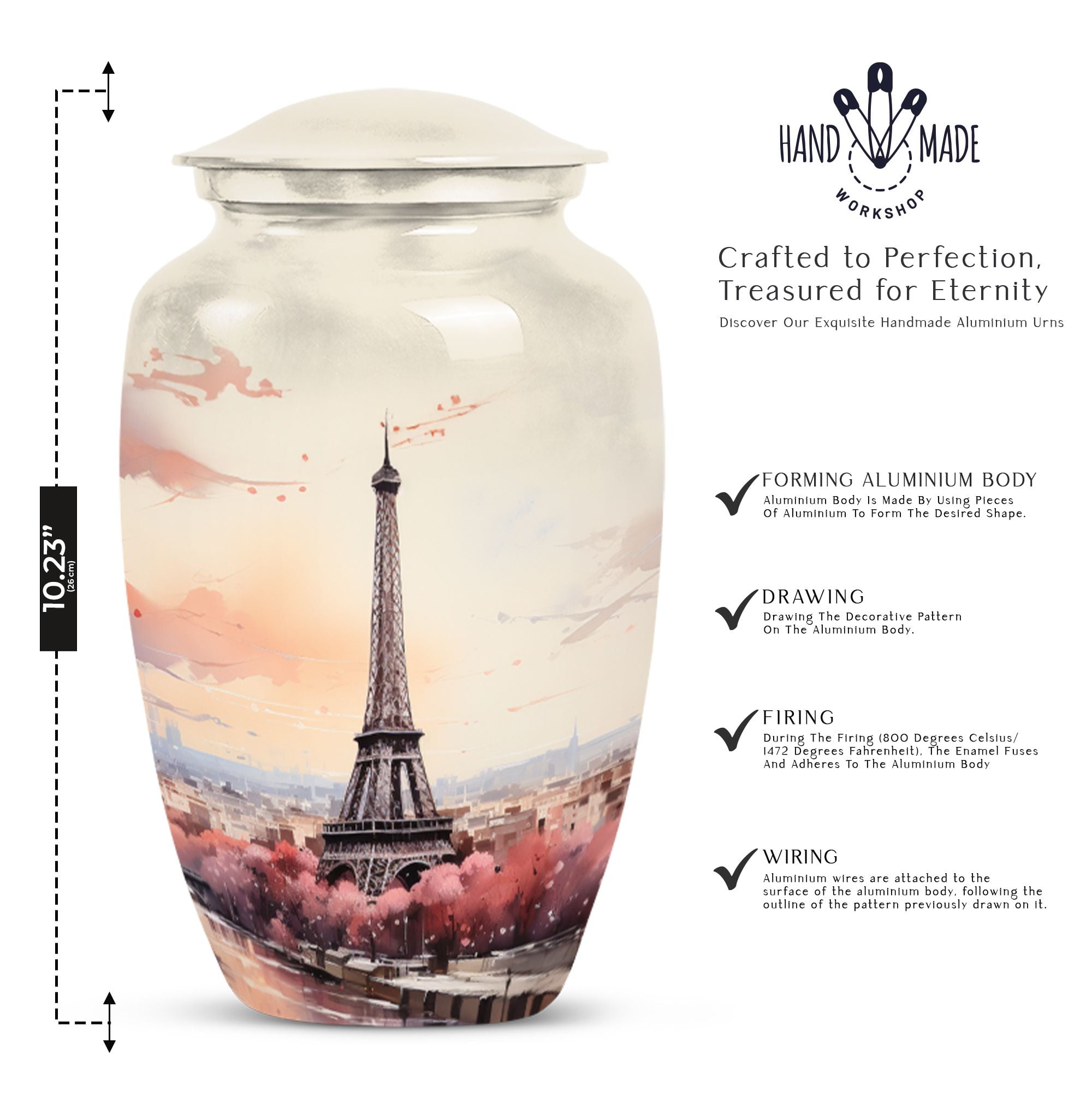 Eiffel Tower Oil Painting Red Colour - Burial Ashes Container ...