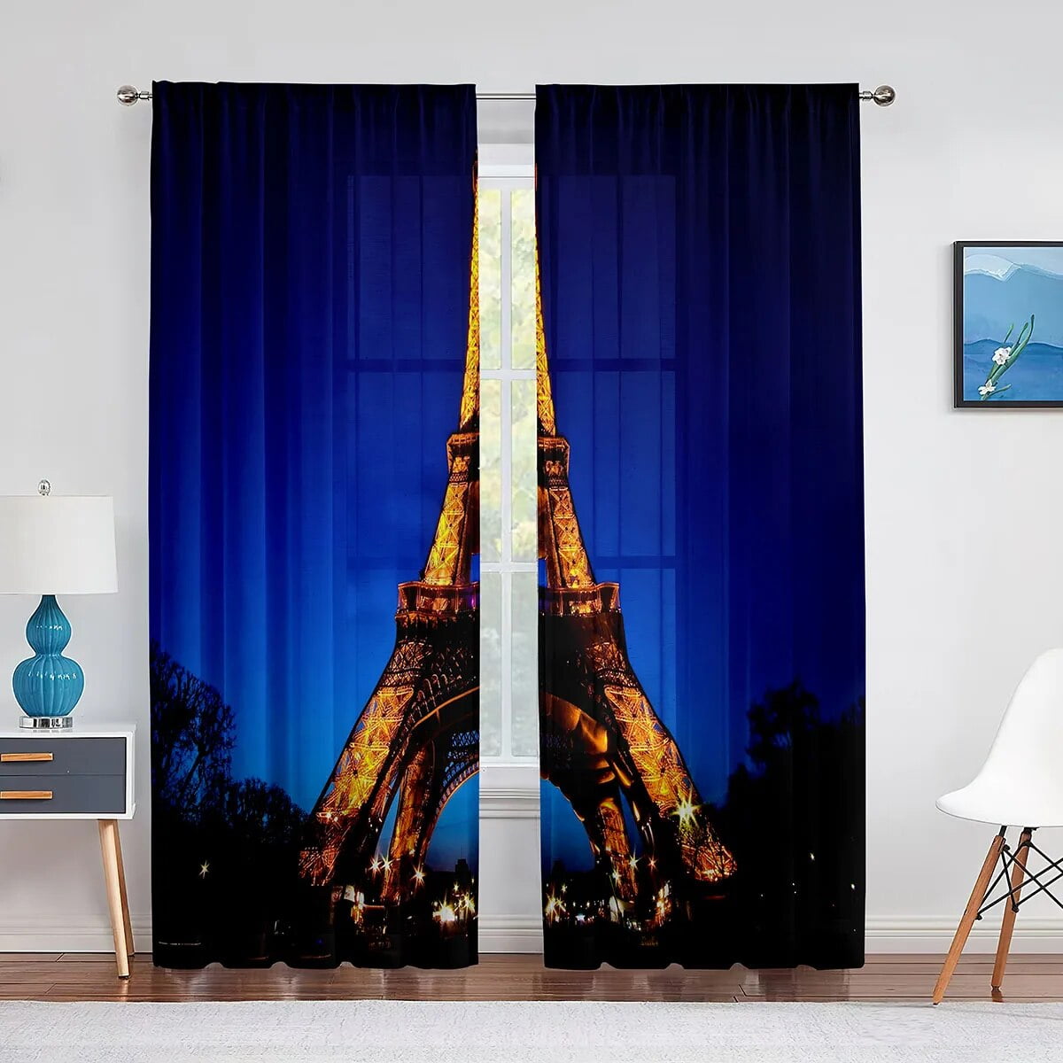 Eiffel Tower Paris Famous Landscape Sheer Curtain for Living Room ...