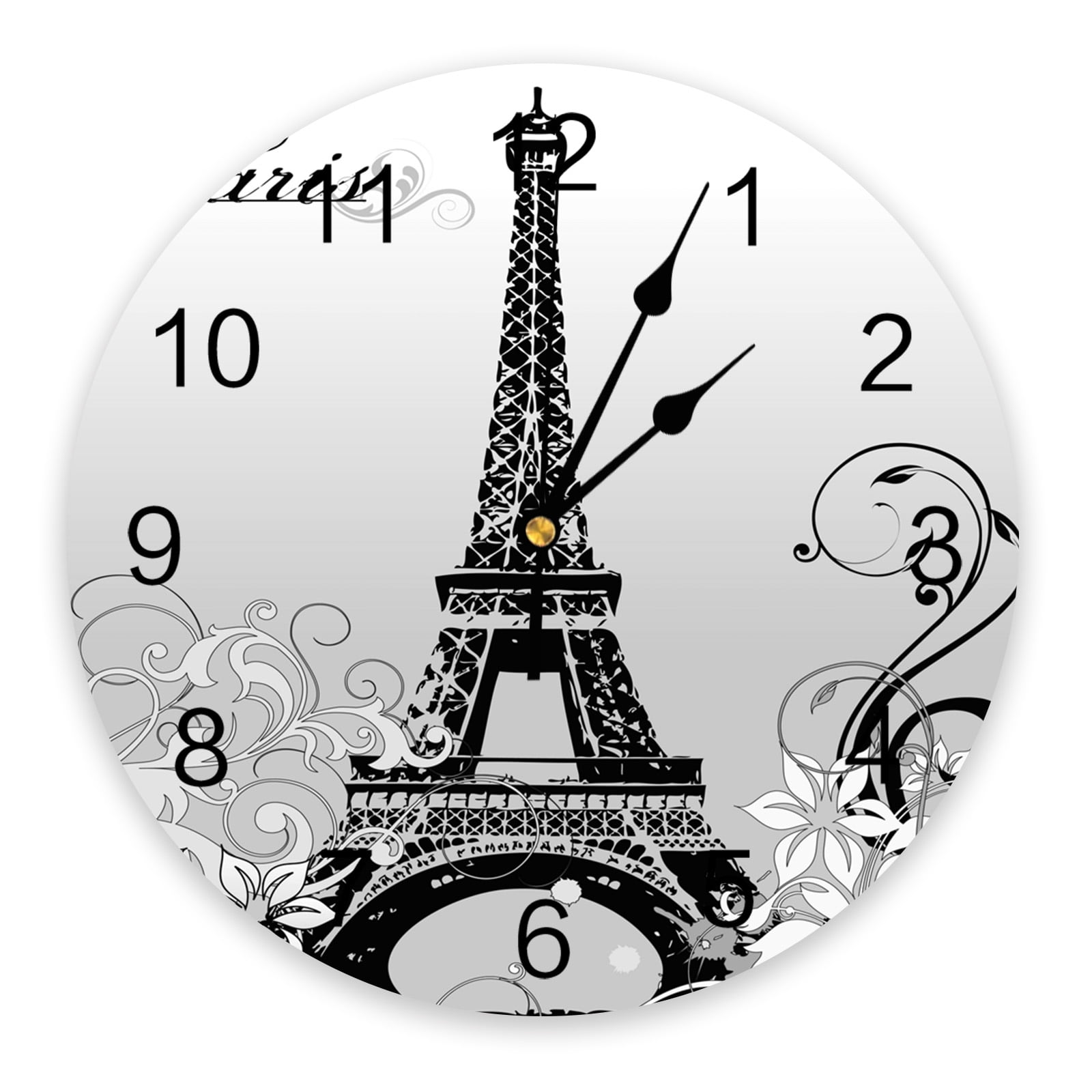 Eiffel Tower Paris France Wall Clock Large Modern Kitchen Dinning Round ...
