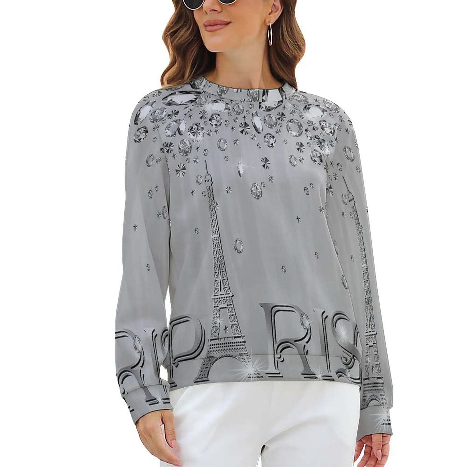 Eiffel Tower Paris Ladies Tops Women Sweatshirts With Long Sleeve Loose ...