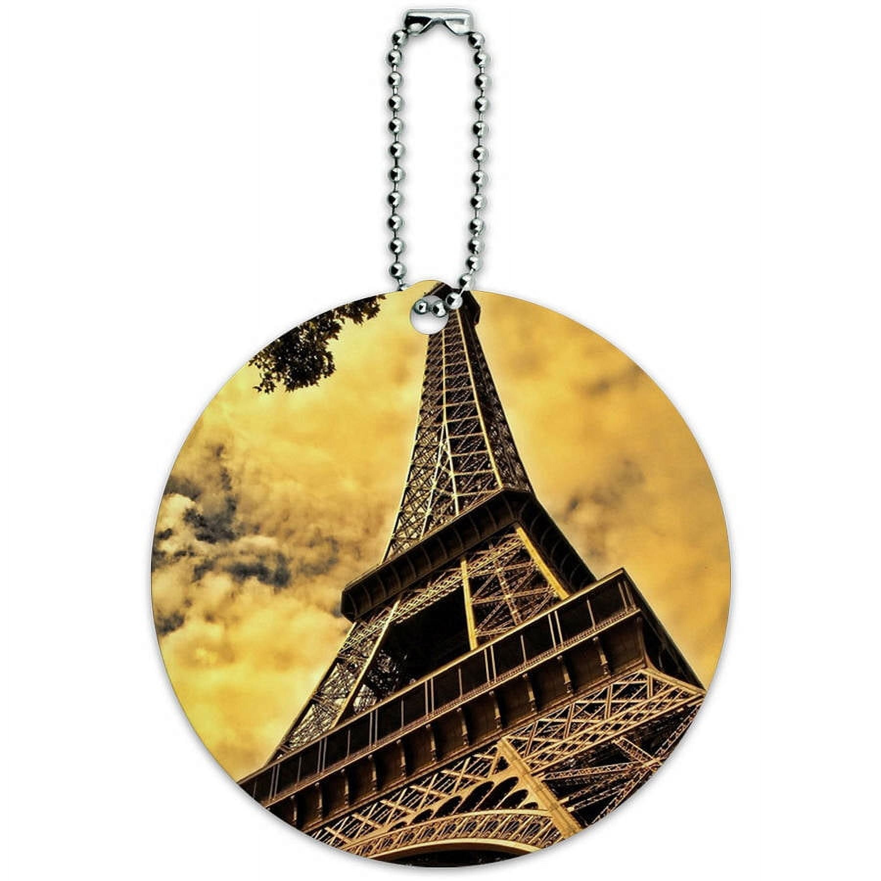 Eiffel Tower Paris Vintage Round Luggage ID Tag Card for Suitcase or ...