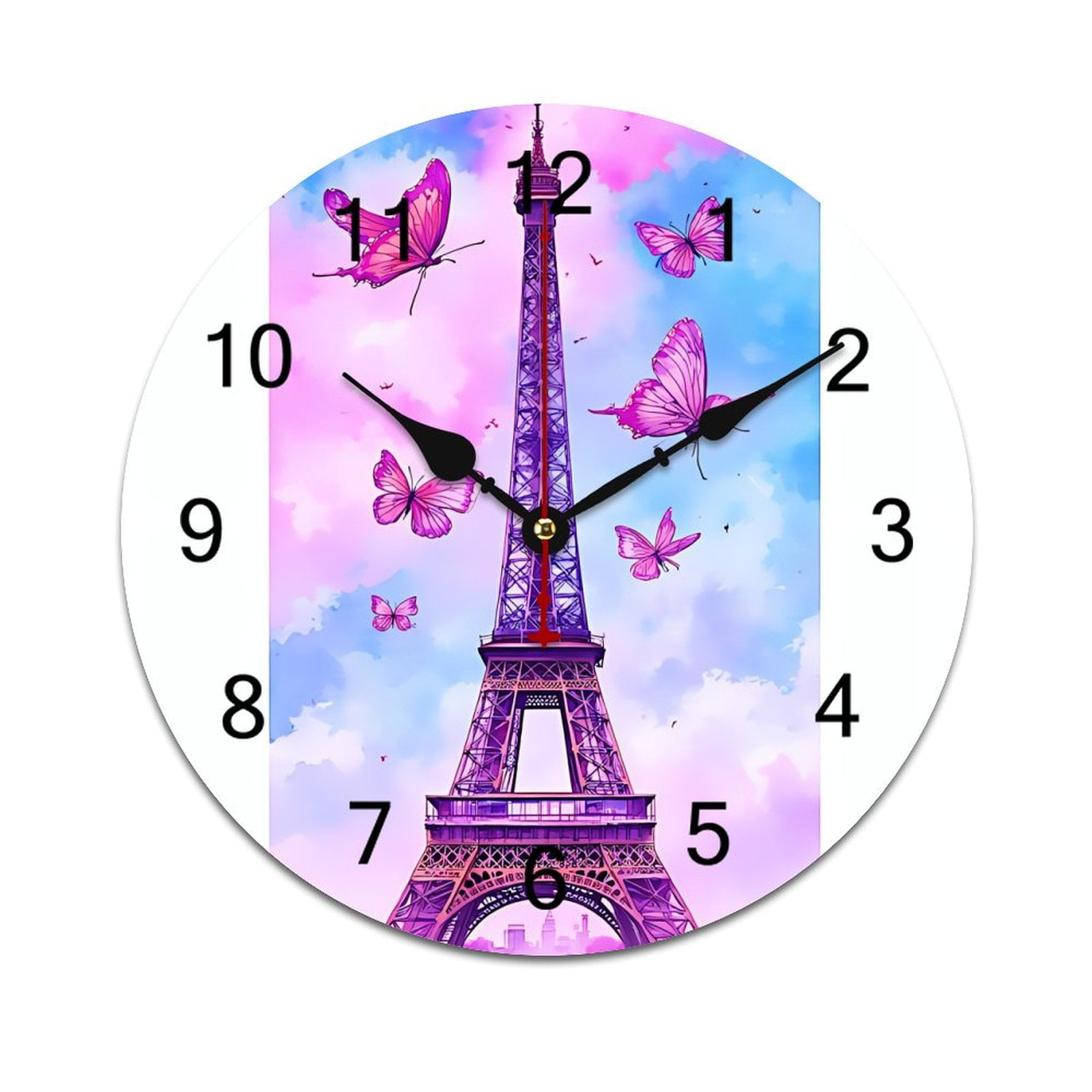 Eiffel Tower Pink Cherry Blossom Trees And Butterflies Bedroom Wall ...