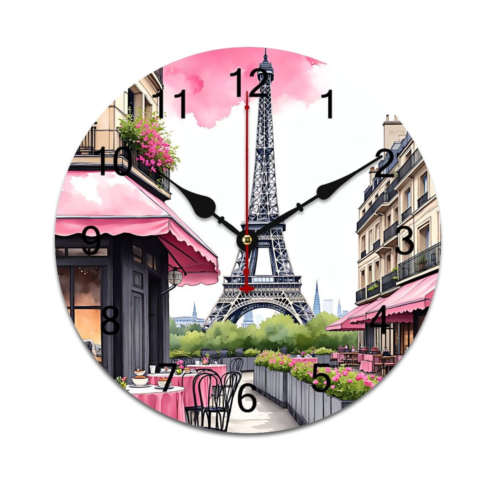 Eiffel Tower Pink Cherry Blossom Trees And Butterflies Printed Silent ...