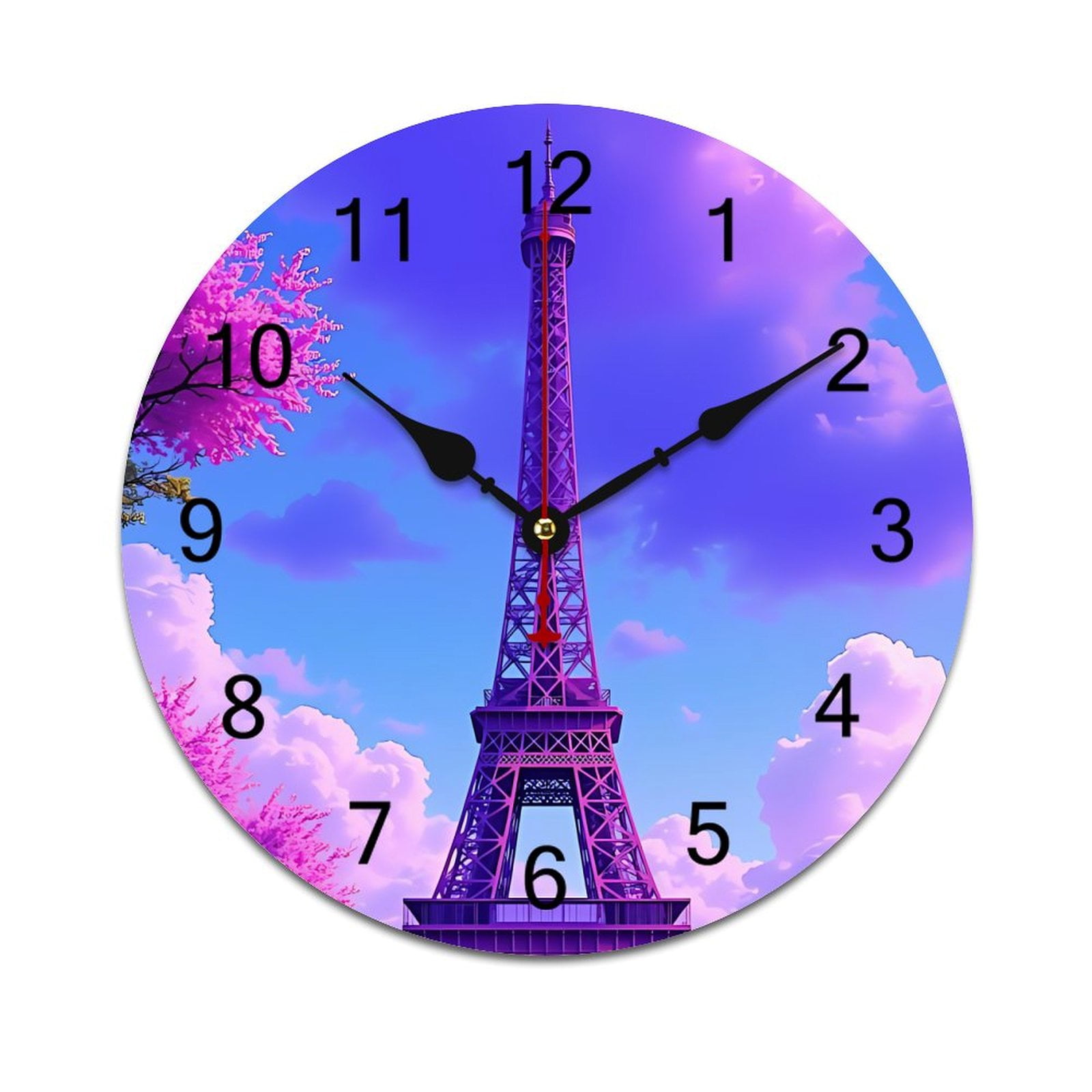 Eiffel Tower Pink Cherry Blossom Trees And Butterflies Time Decorative ...