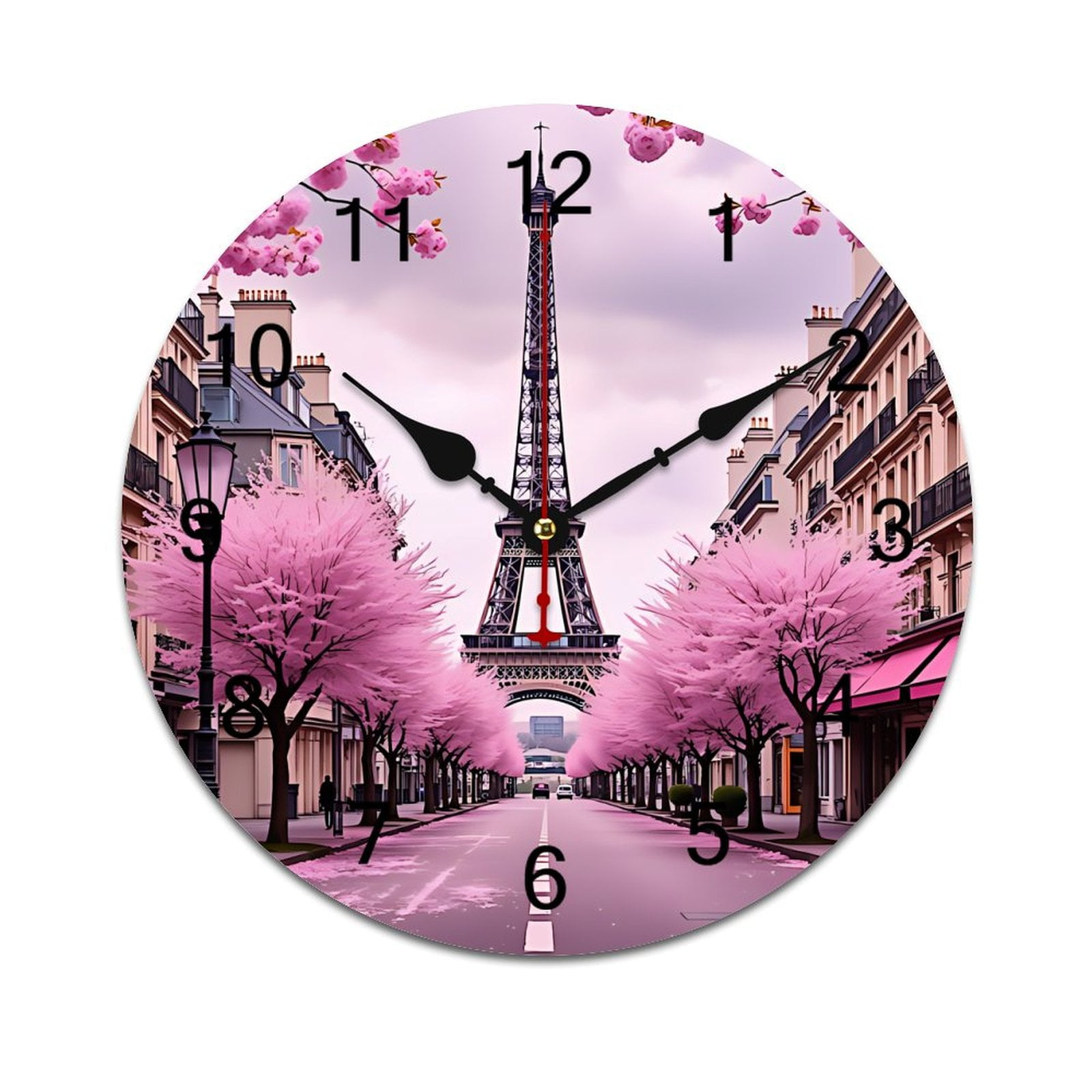 Eiffel Tower Pink Cherry Blossom Trees And Butterflies Word Saying Big ...