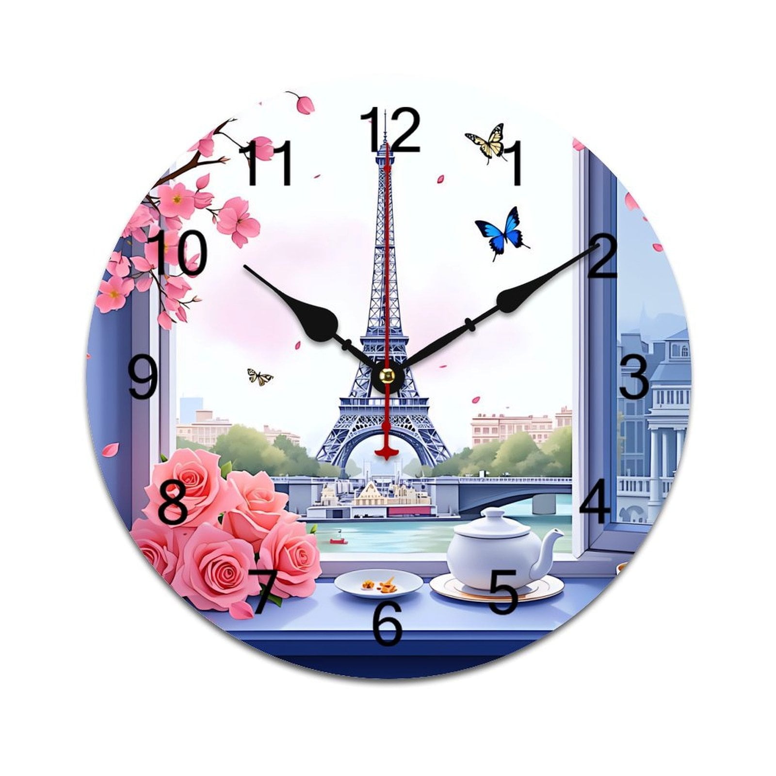 Eiffel Tower Pink Cherry Blossom Trees And Butterflies Word Saying Big ...