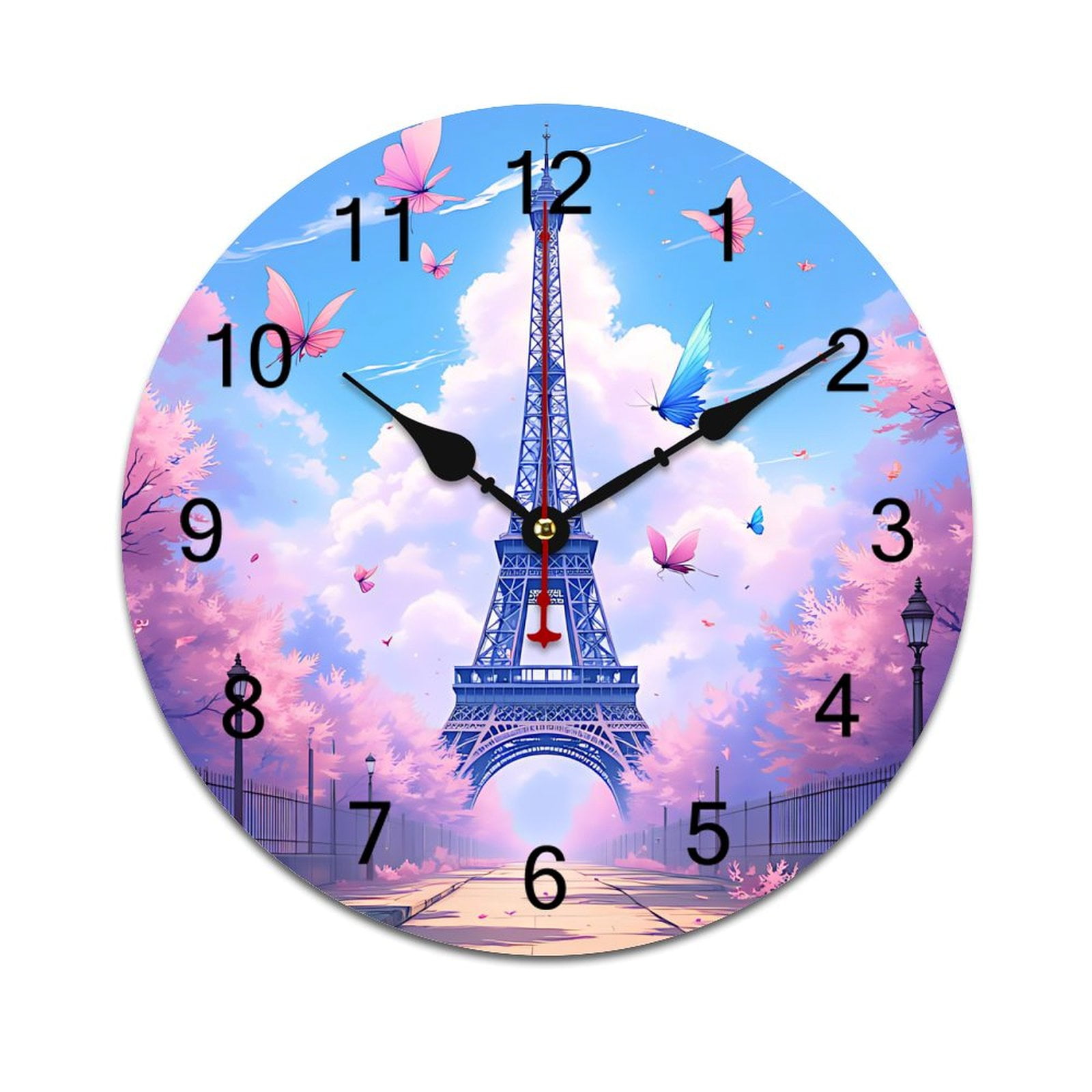 Eiffel Tower Pink Cherry Blossom Trees And Butterflies Word Saying Big ...
