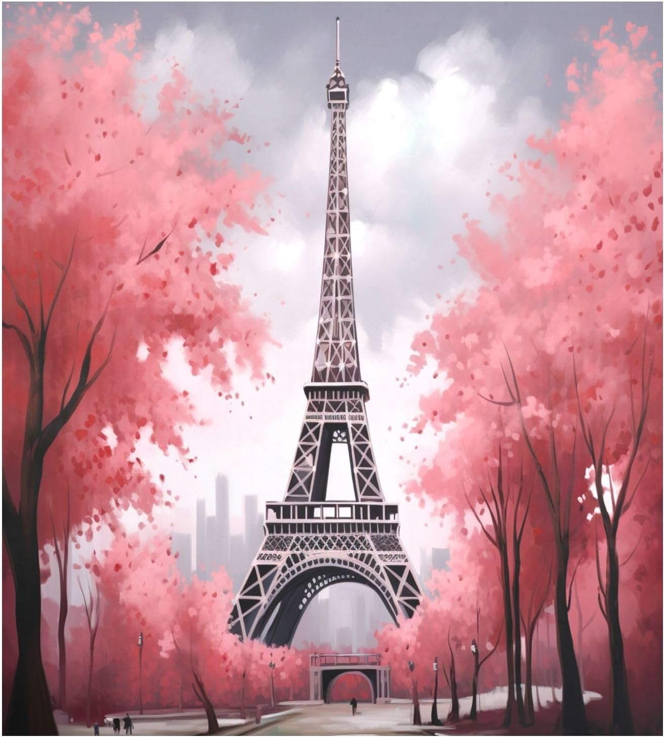 Eiffel Tower Pink Landscape Dishwasher Magnet Covers for The Front ...