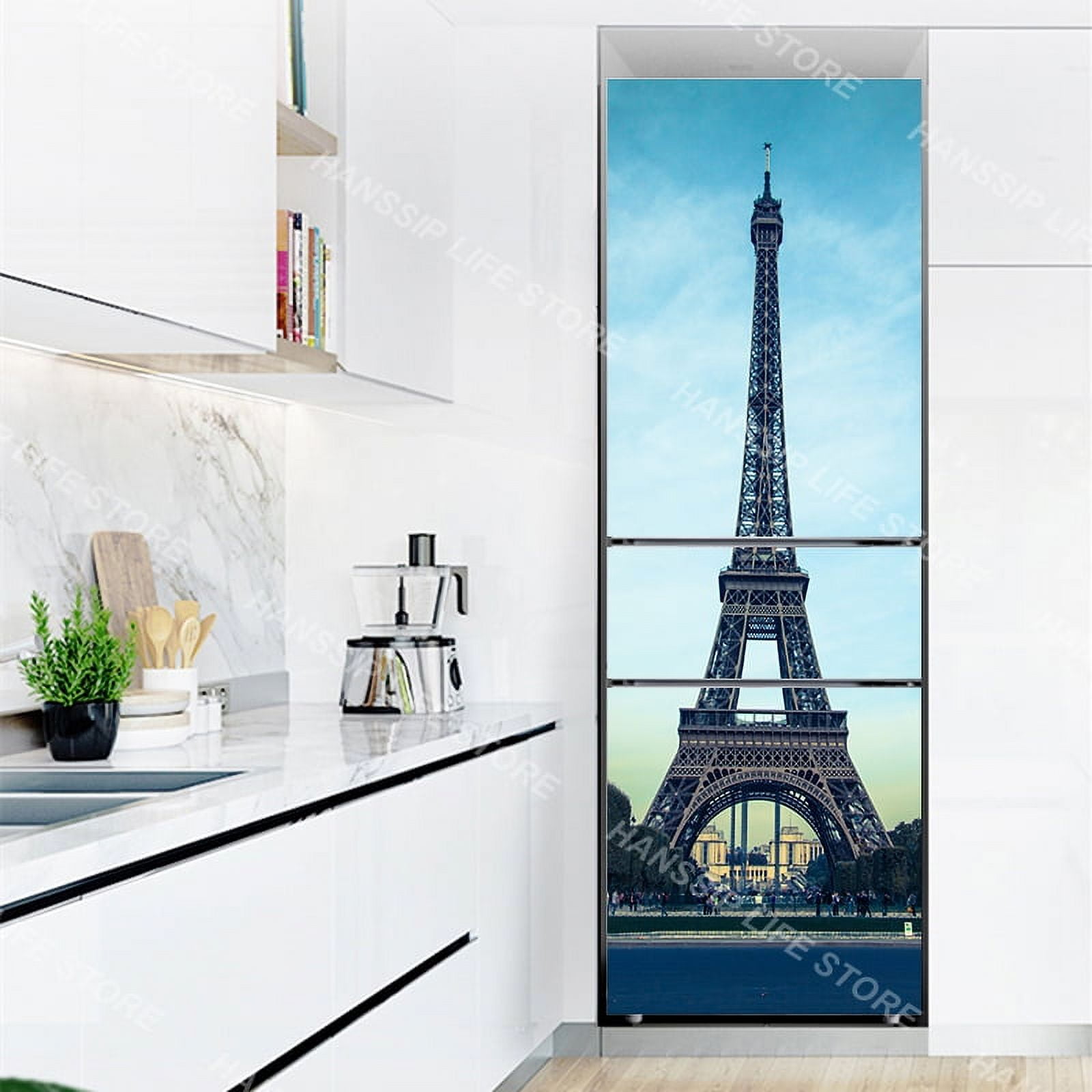 Eiffel Tower Printed Refrigerator Door Sticker r Waterproof Plain ...