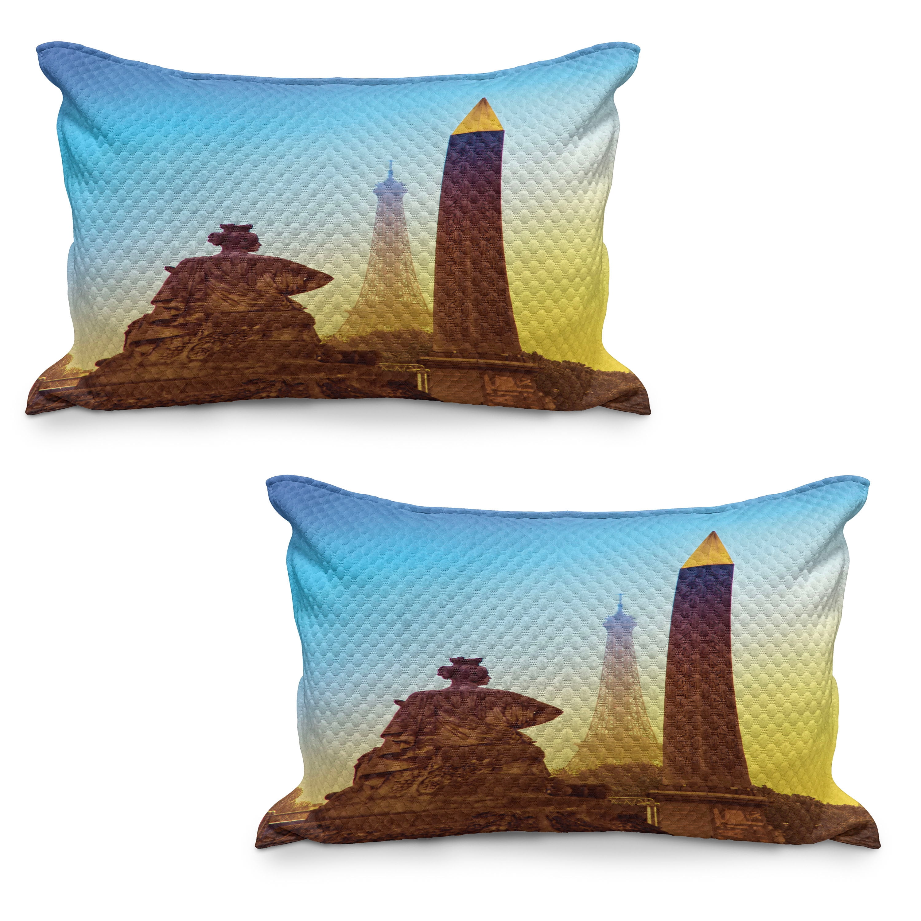 Eiffel Tower Quilted Pillowcover Set of 2, France Place De La Concorde ...