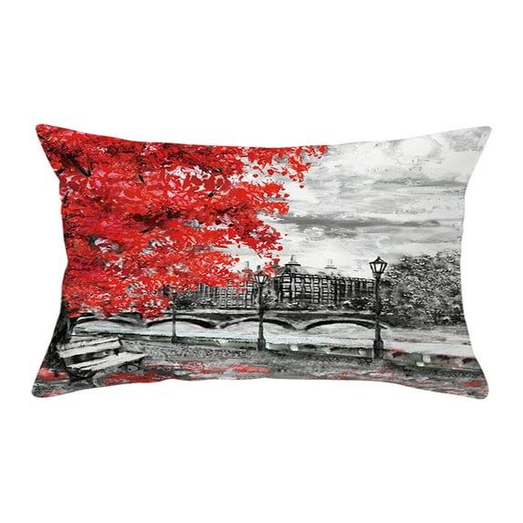 Eiffel Tower Red Leaves Printed Pillowcase 30X50Cm, Decorative Throw ...