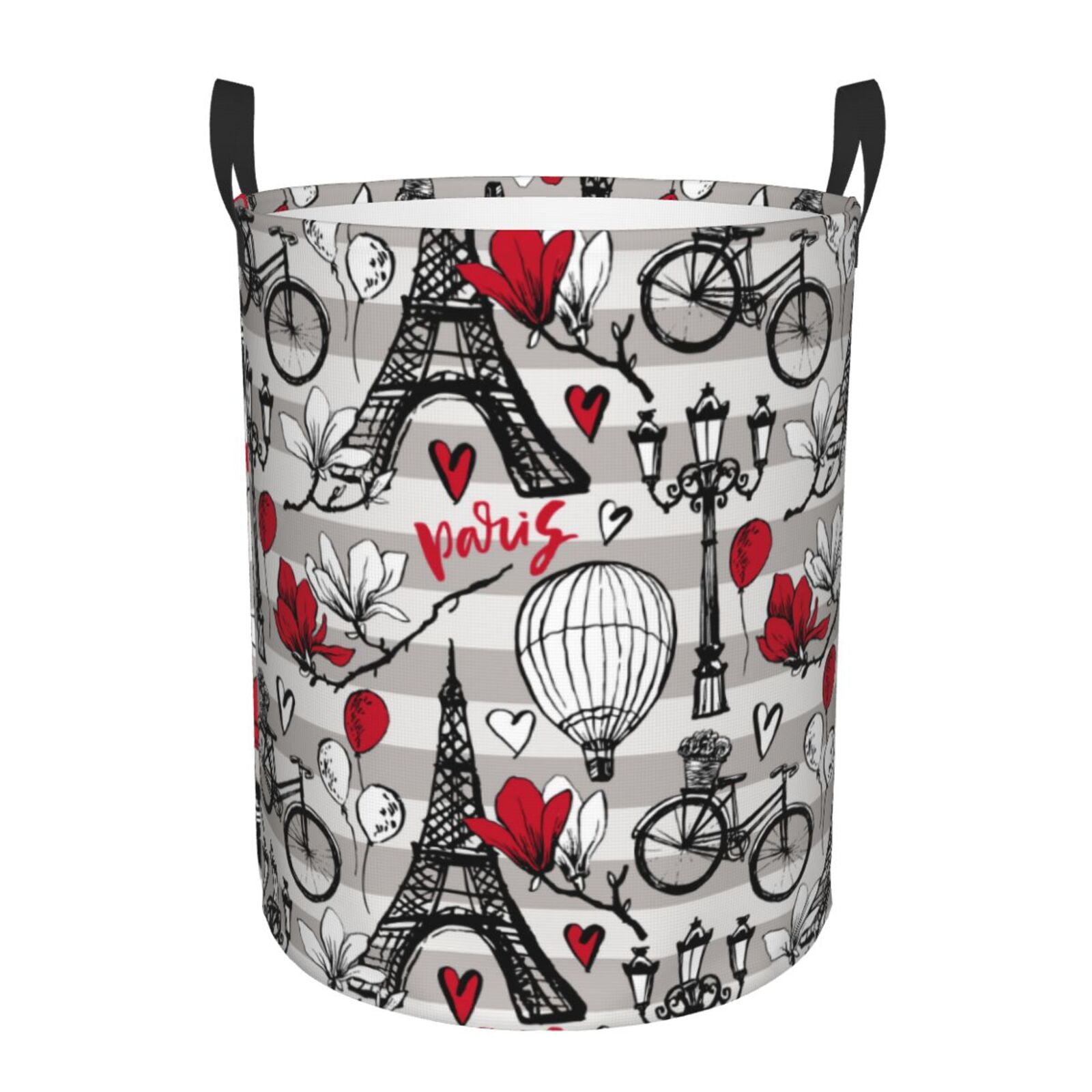 Eiffel Tower Retro Laundry Basket with Handles - Freestanding Laundry ...
