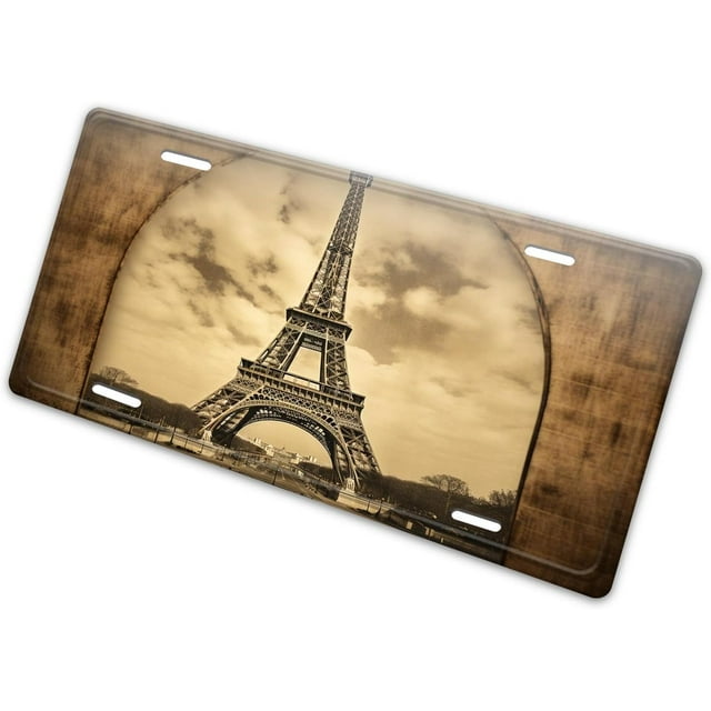 Eiffel Tower Retro Paris Painting License Plate Cover - Artistic ...