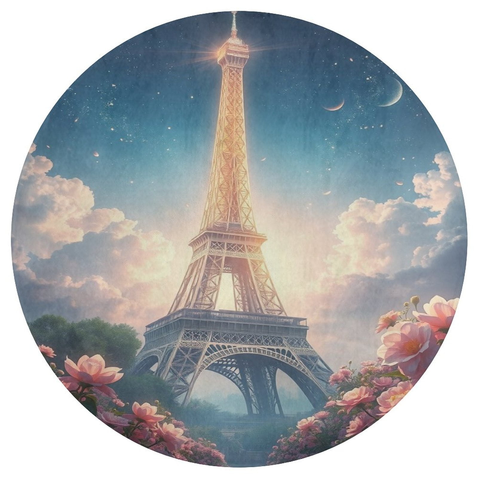 Eiffel Tower Round Area Rug Floor Carpets Washable Indoor Floor Area ...