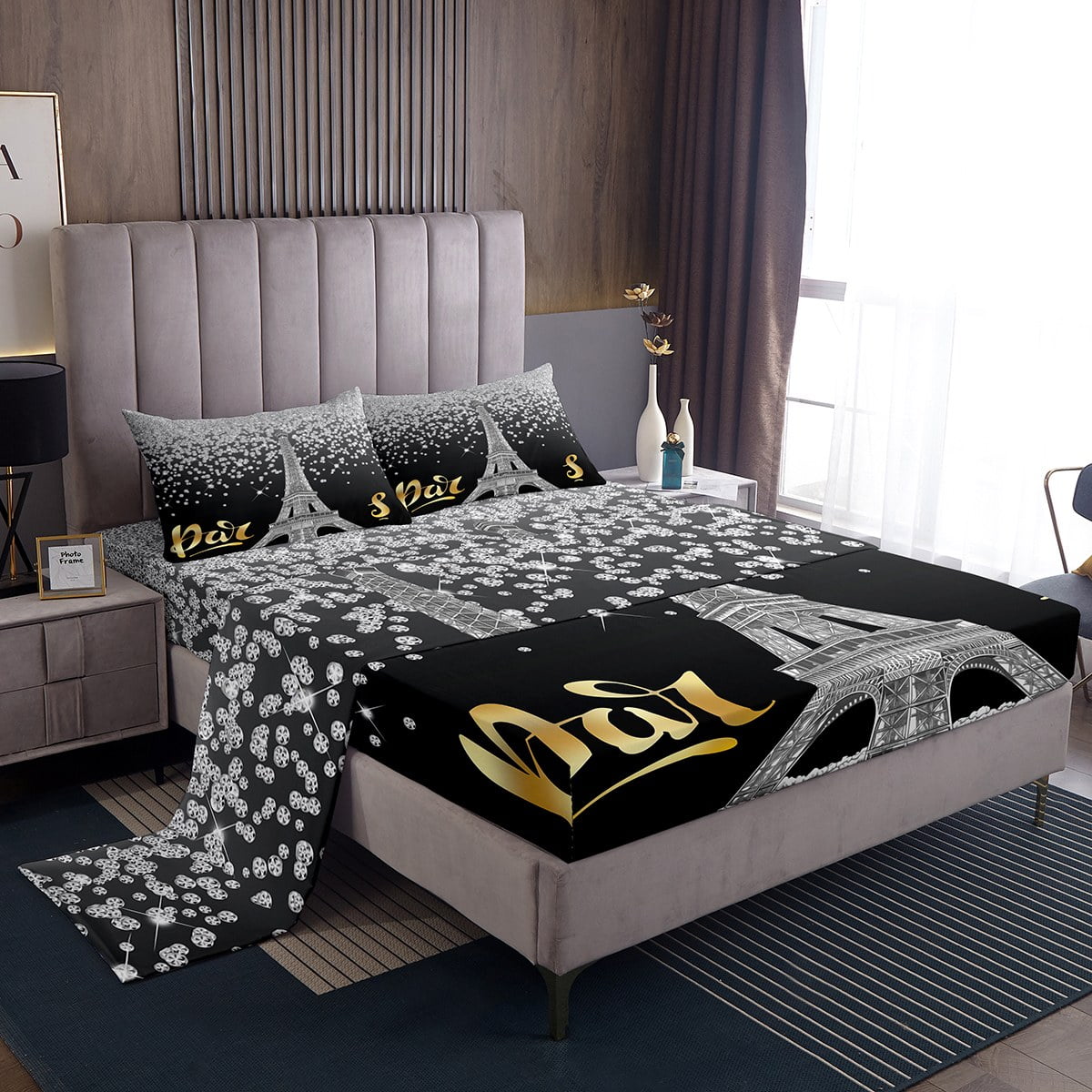 Eiffel Tower Sheet Set Chic Paris Sheets Romantic Diamond Bed Sheets ...