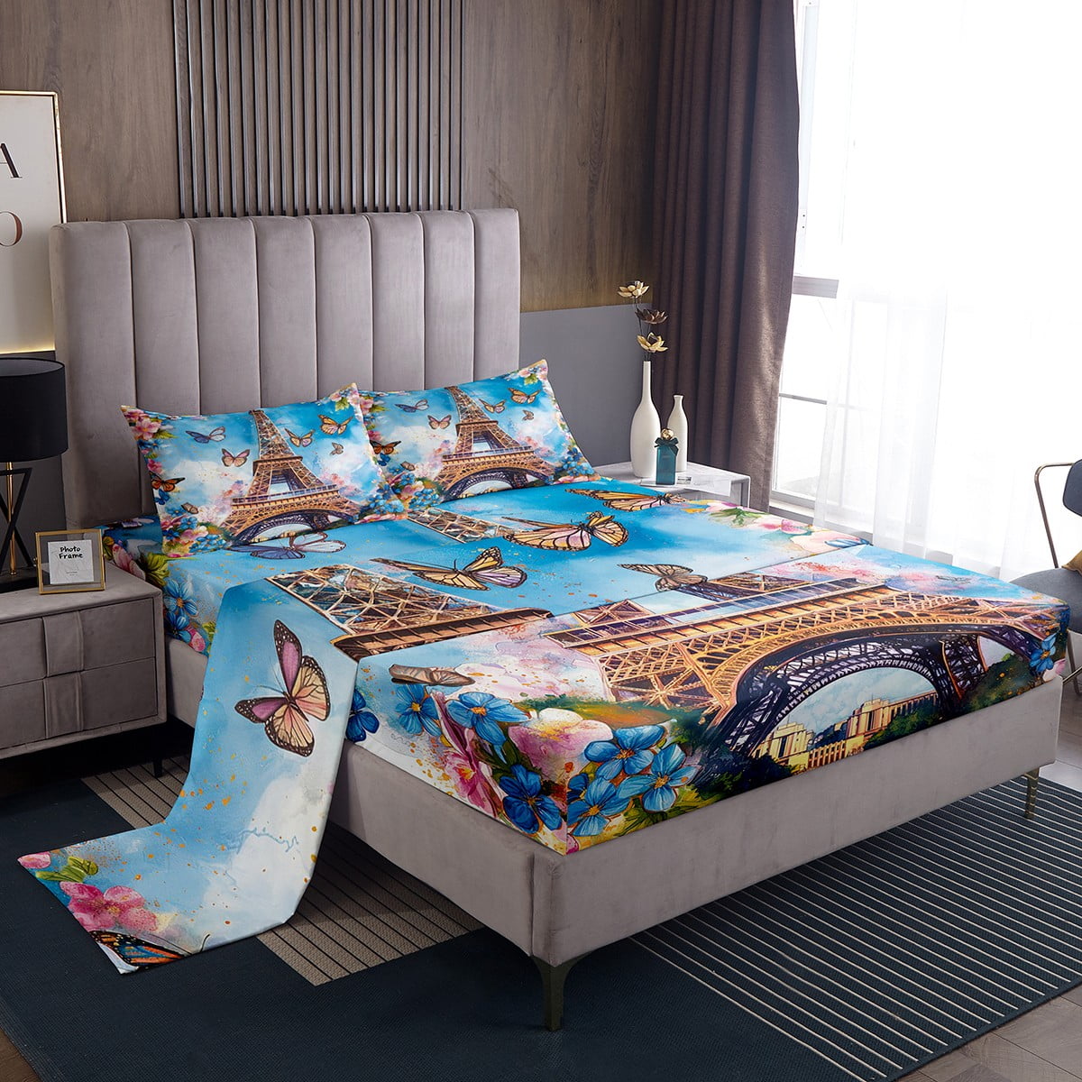 Eiffel Tower Sheet Set Twin French Style Bed Sheets Set 3 Pcs, Dreamy ...