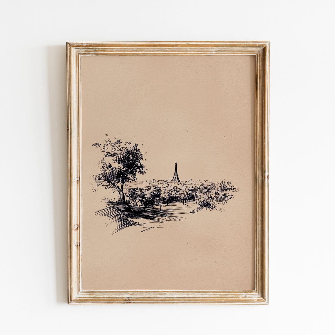 Eiffel Tower Sketch Vintage Paris Street Romantic French Wall Art ...