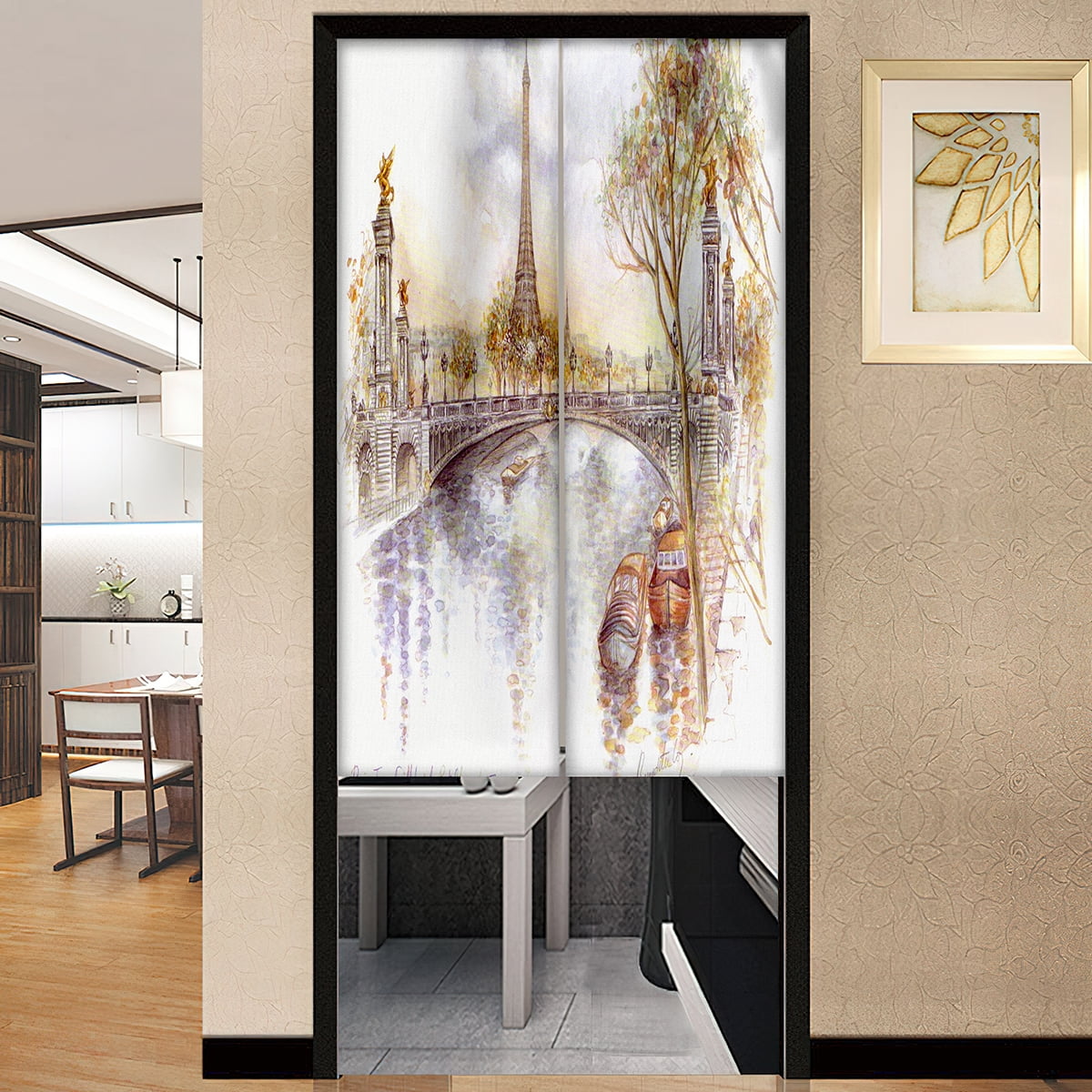 Eiffel Tower Sunset Door Curtain Kitchen Dining Room Natural Landscape ...