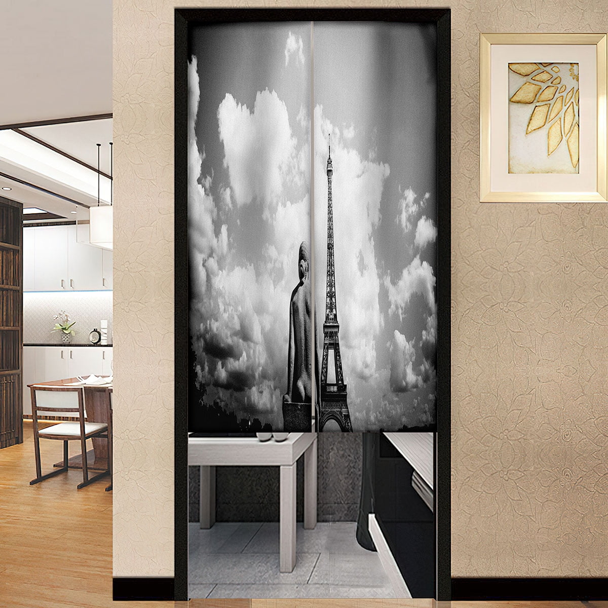 Eiffel Tower Sunset Door Curtain Kitchen Dining Room Natural Landscape ...