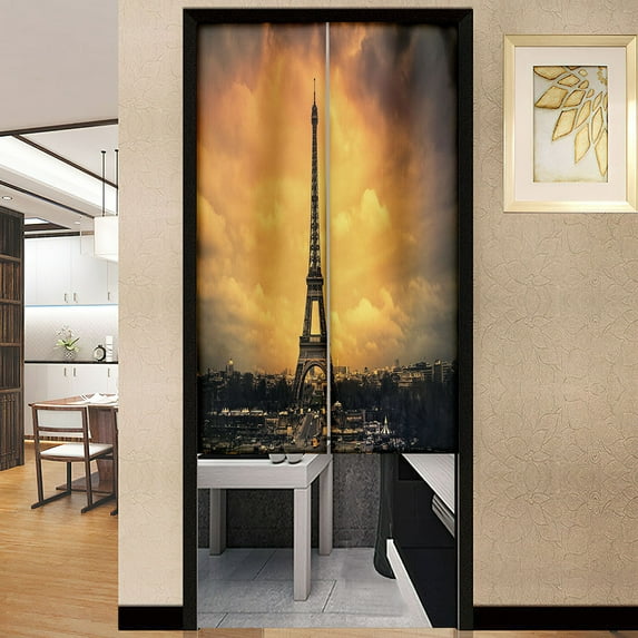 Eiffel Tower Sunset ry Door Curtain Chinese Panel Japanese Style ...