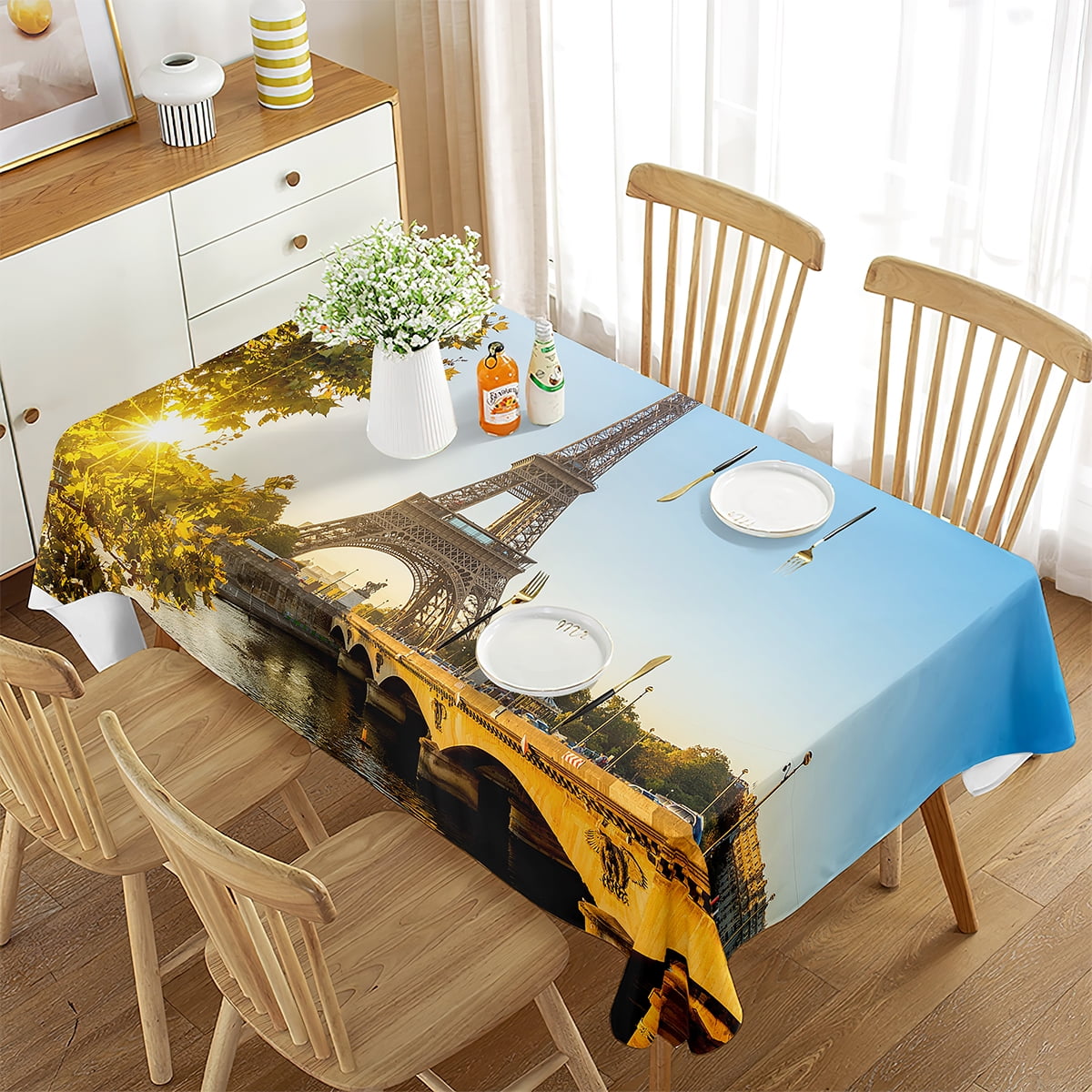 Eiffel Tower Tablecloth Paris Square Table Cover for Kids Boys Modern ...
