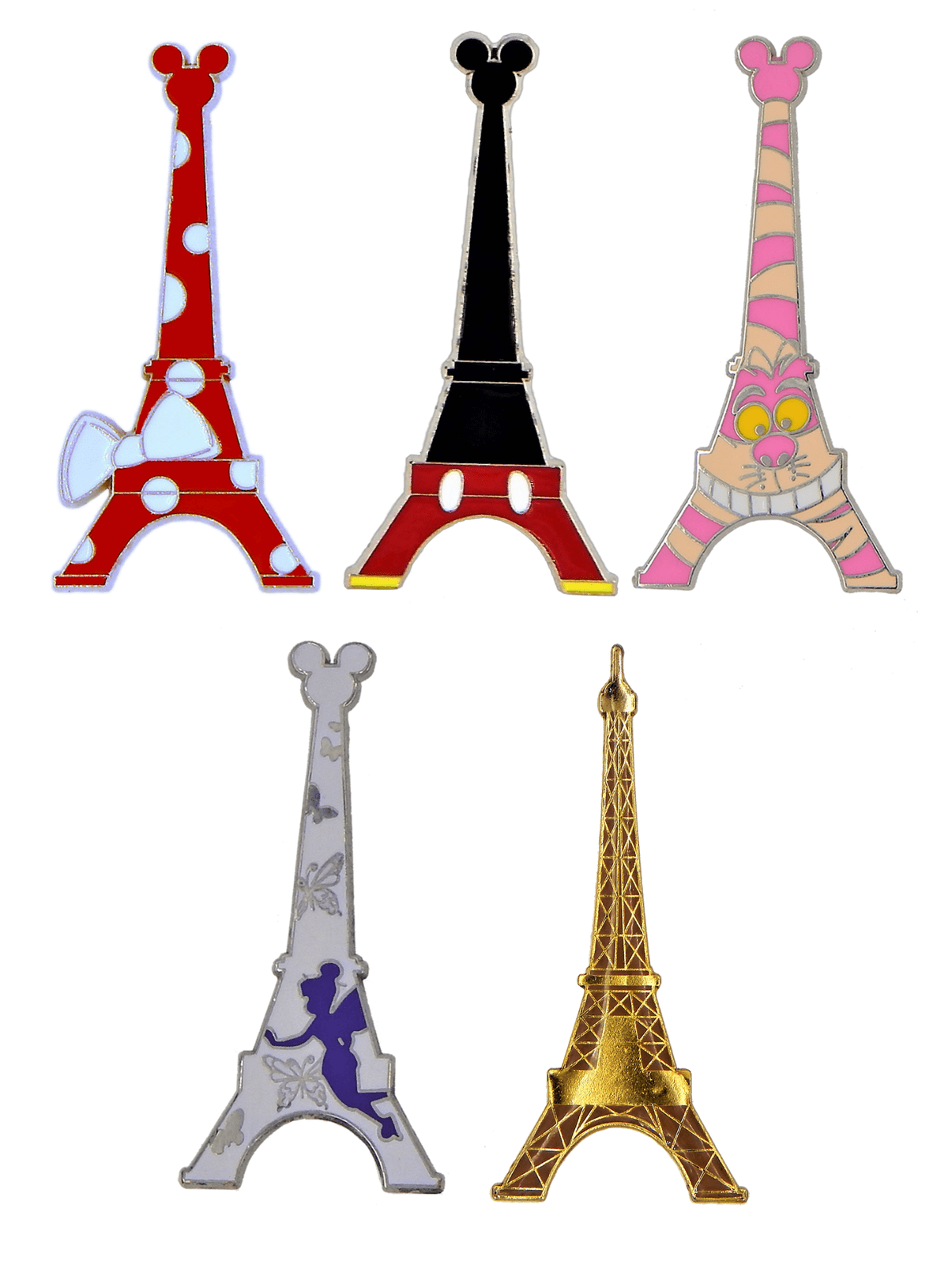 Eiffel Tower Themed 5 Specific Pin Walt Disney Park Trading Pins Set ...