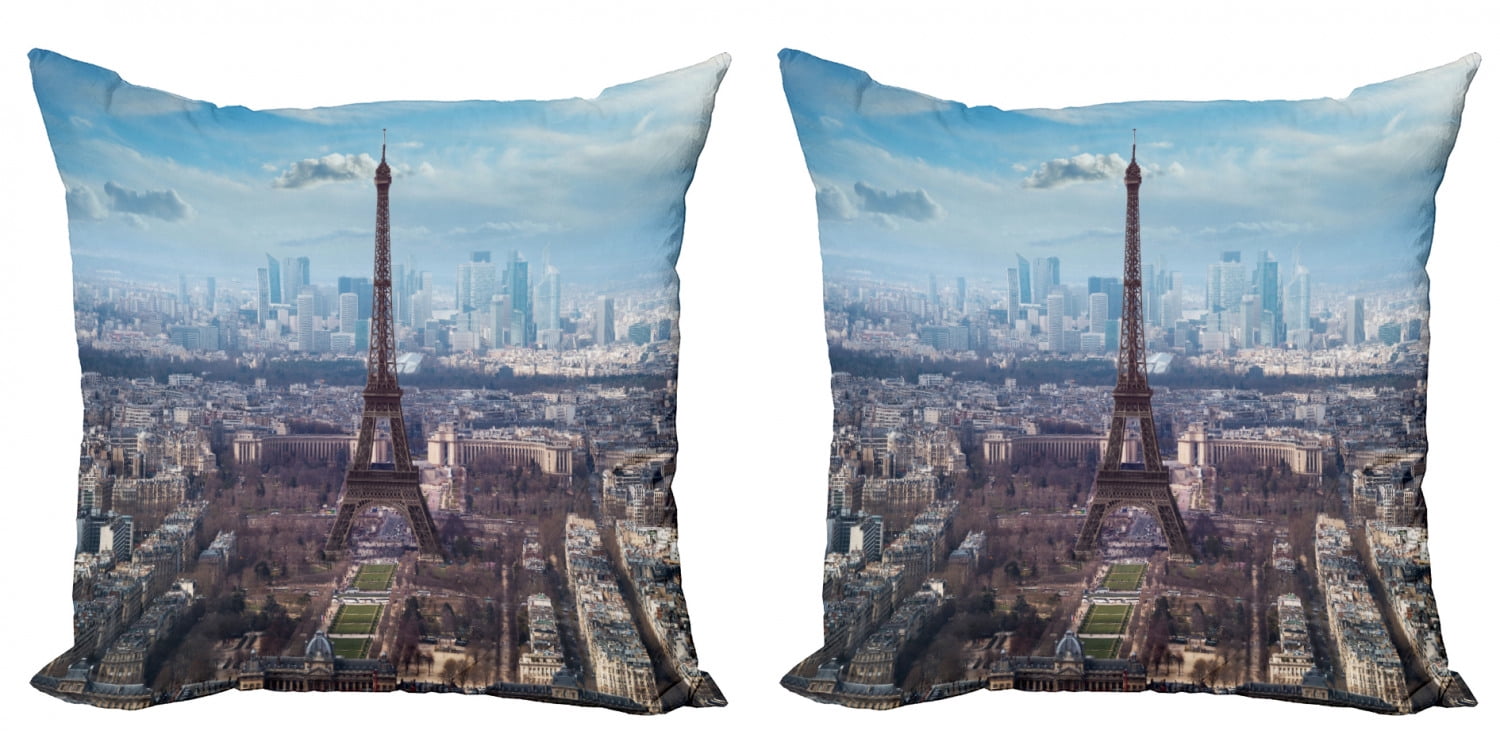 Ambesonne Eiffel Tower Throw Pillow Cover 2 Pack, View of Eiffel Tower ... Ambesonne Eiffel Tower Throw Pillow Cover 2 Pack, View of Eiffel Tower ...