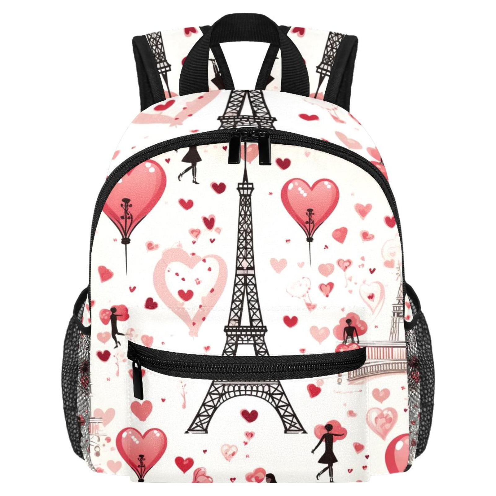 Eiffel Tower Valentine's Day Cute Book Bag with Adjustable Shoulder ...