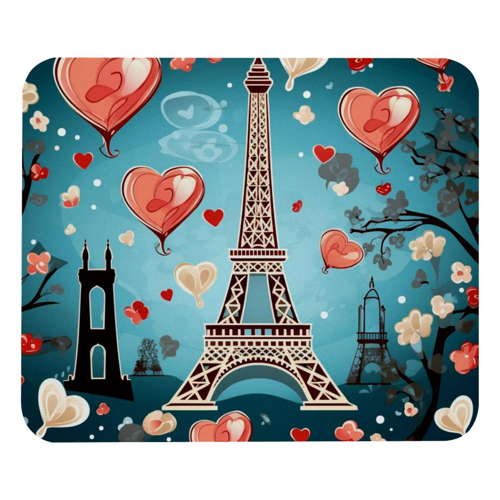 Eiffel Tower Valentine's Day Mouse Pad for Wireless Mouse Home Office Desk Laptop with Rubber ...
