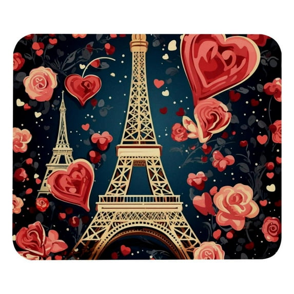 Eiffel Tower Valentine's Day Mouse Pad for Wireless Mouse Home Office Desk Laptop with Rubber ...
