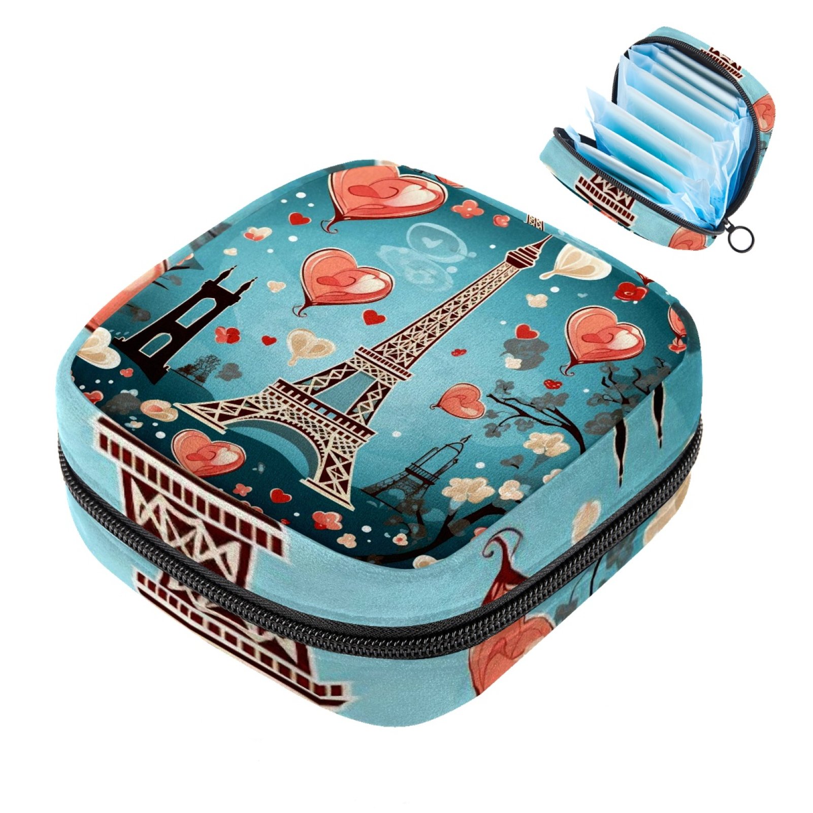Eiffel Tower Valentine's Day Period Bag Menstrual Cup Pouch, Large ...